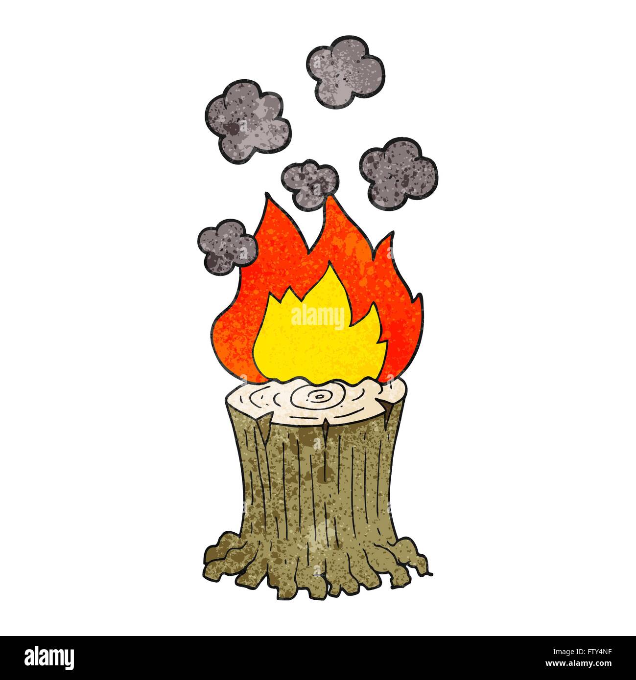 freehand textured cartoon burning tree stump Stock Vector Image & Art ...