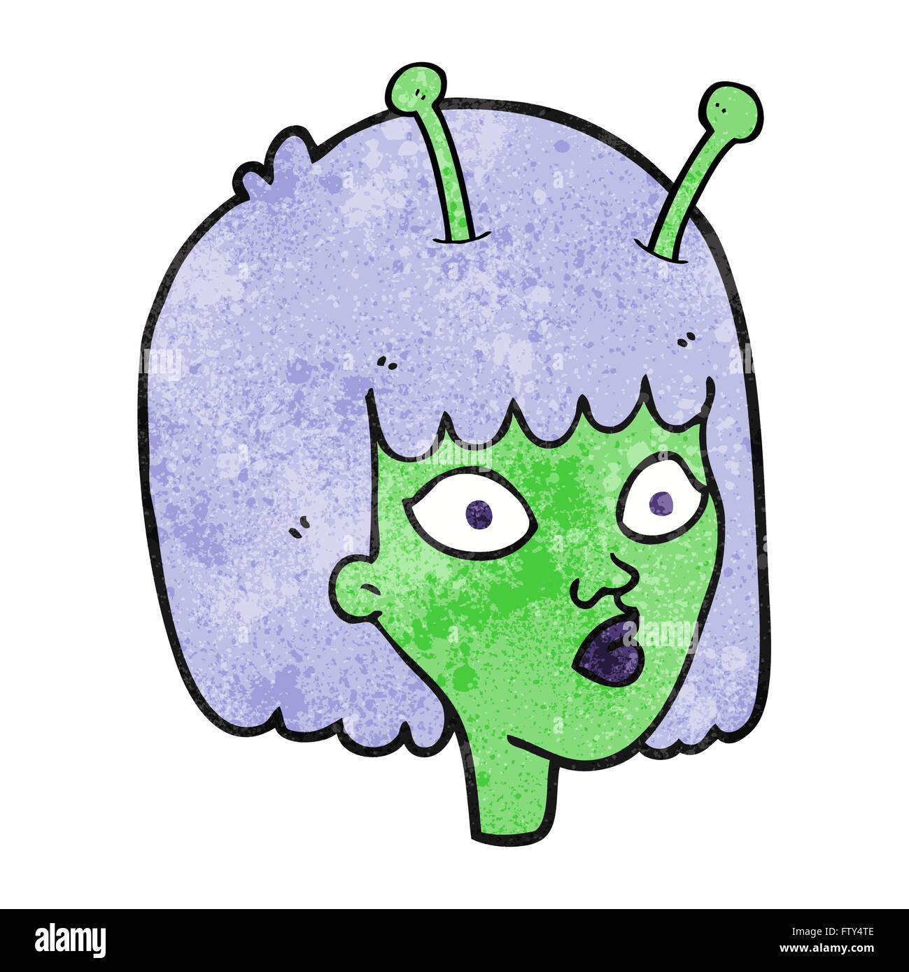 freehand textured cartoon female alien Stock Vector Image & Art - Alamy