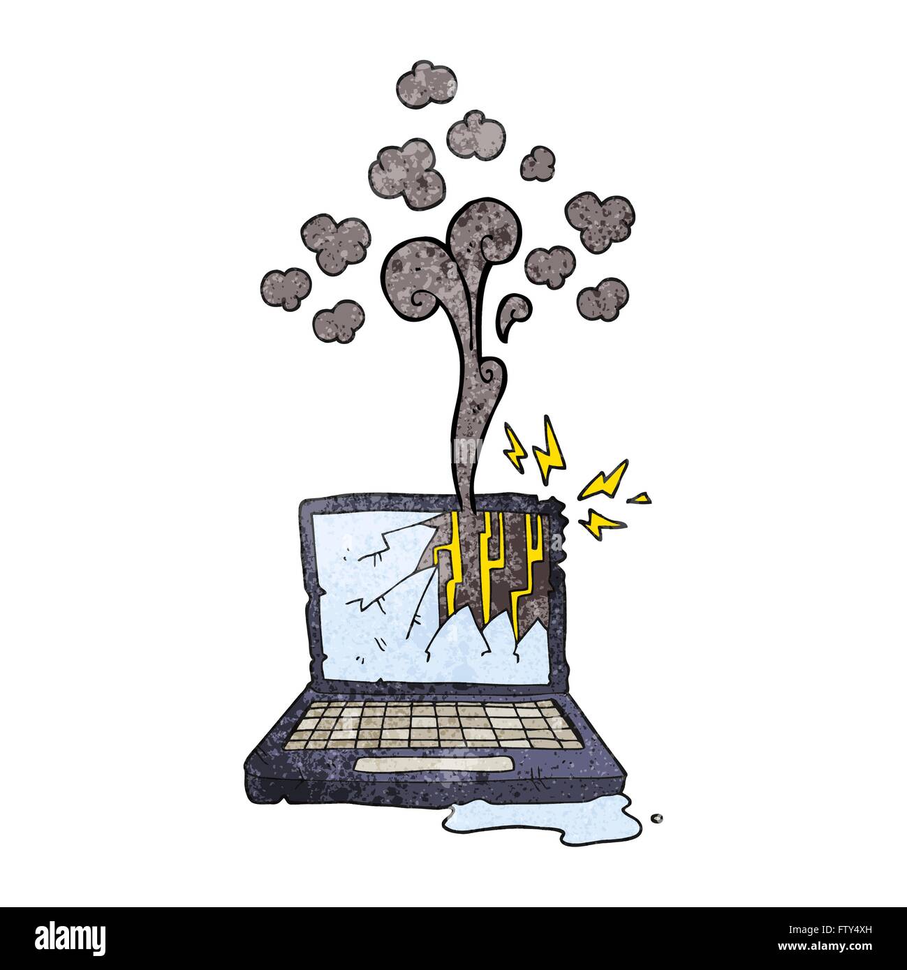 freehand textured cartoon broken computer Stock Vector Image & Art - Alamy