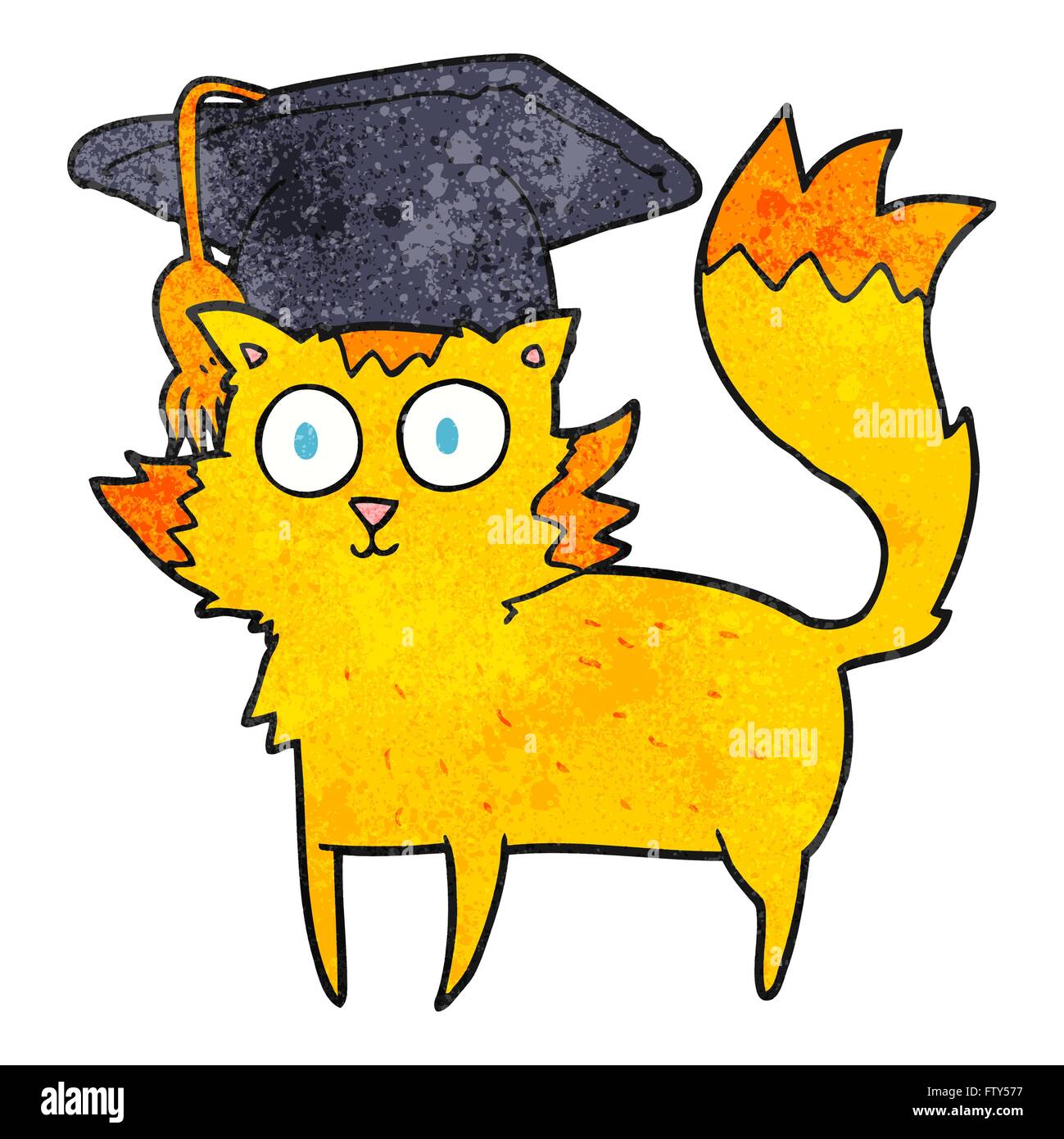 freehand textured cartoon cat graduate Stock Vector Image & Art - Alamy