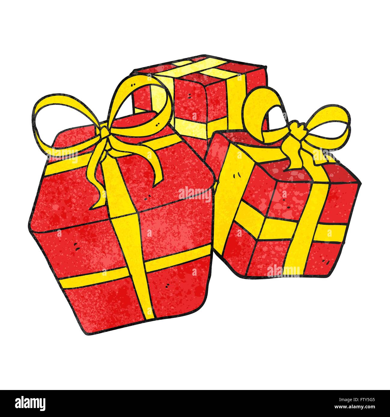 freehand textured cartoon wrapped present Stock Vector Image & Art - Alamy