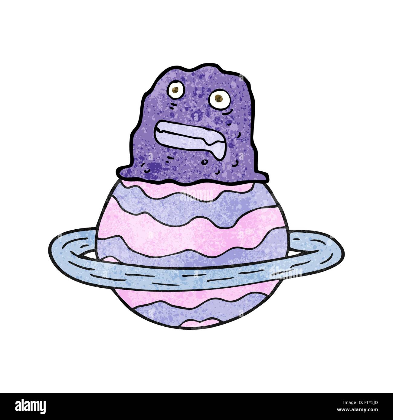 freehand textured cartoon alien on planet Stock Vector Image & Art - Alamy