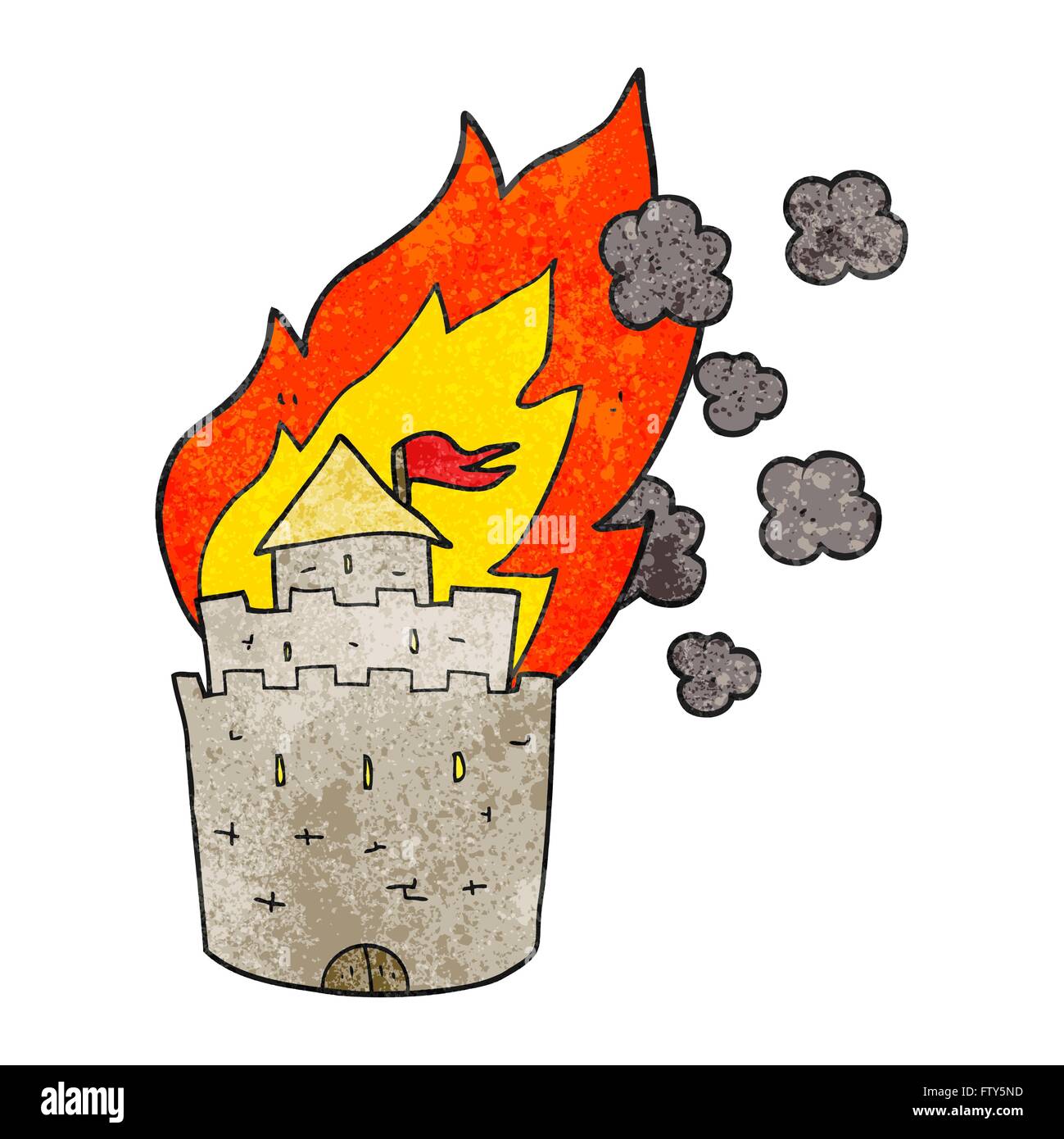 freehand textured cartoon burning castle Stock Vector Image & Art - Alamy