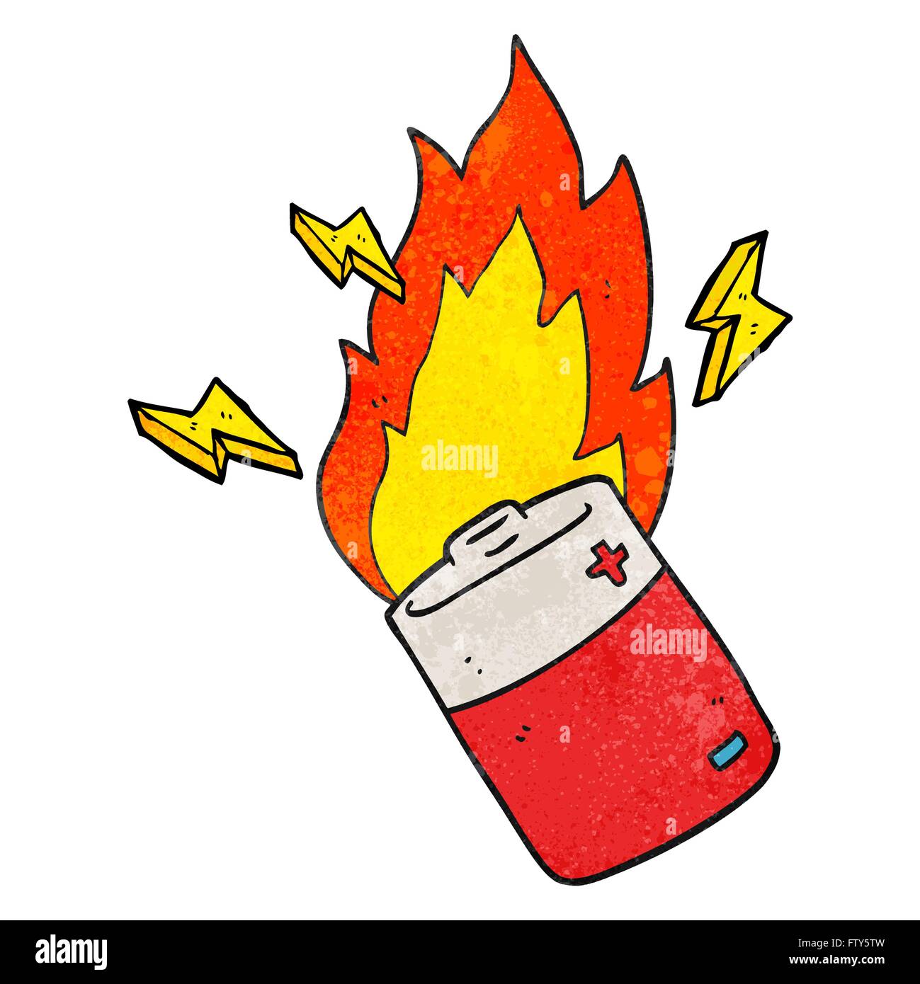 freehand textured cartoon flaming battery Stock Vector Image & Art - Alamy