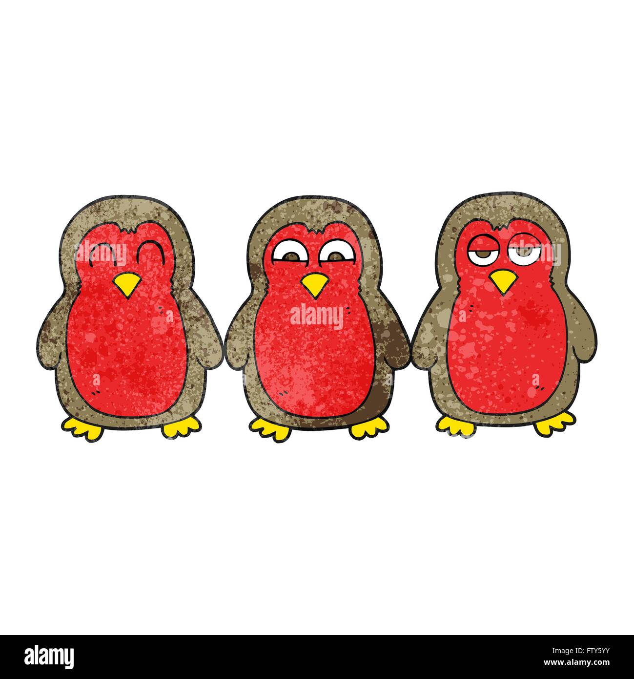 freehand textured cartoon christmas robins holding hands Stock Vector ...