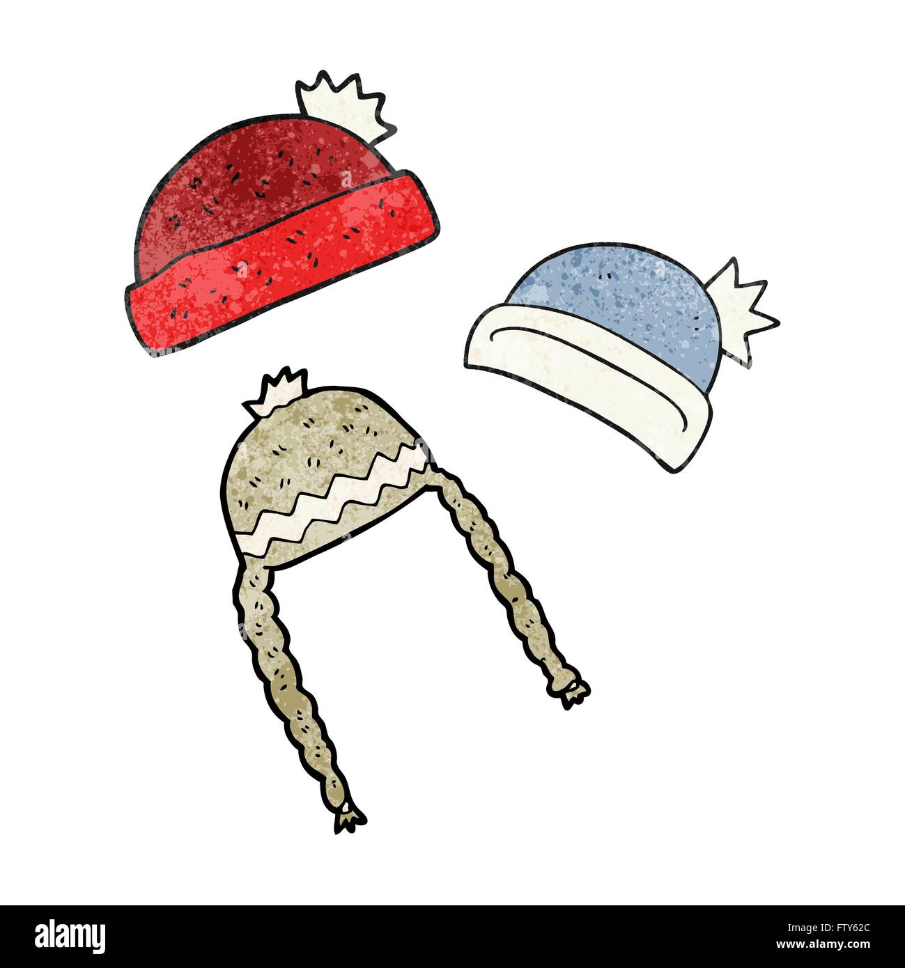 freehand textured cartoon winter hats Stock Vector Image & Art - Alamy