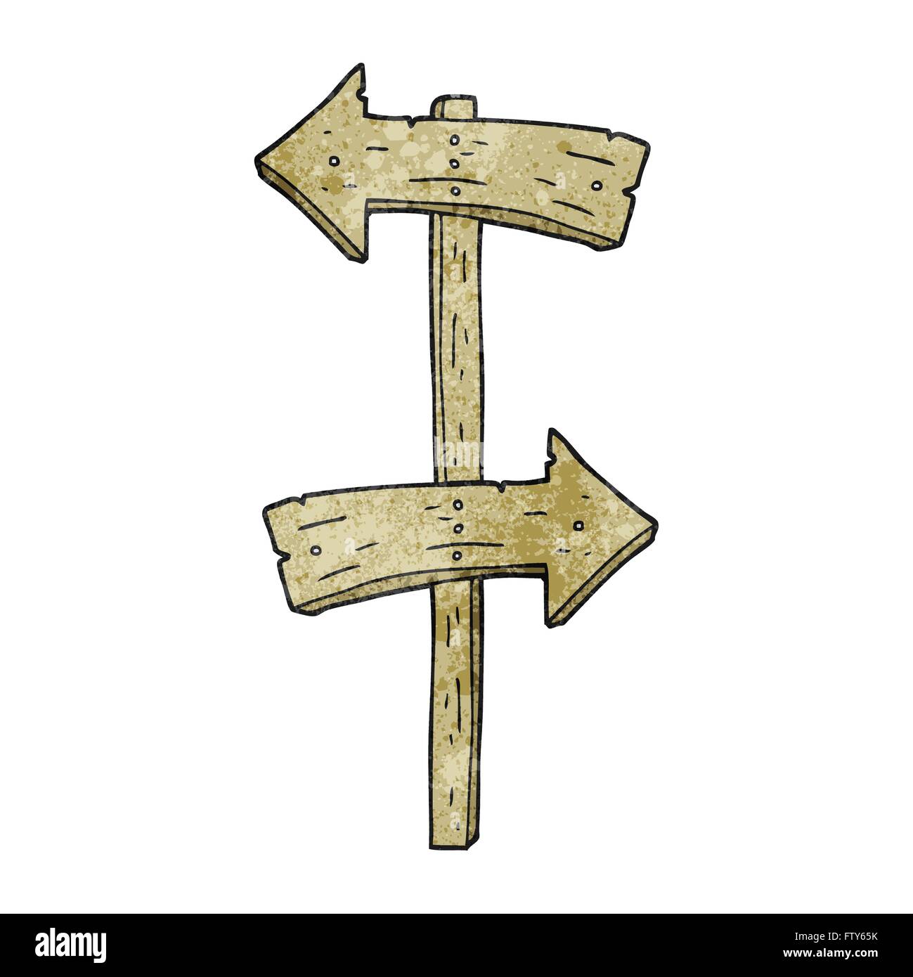 freehand textured cartoon wooden direction sign Stock Vector Image ...