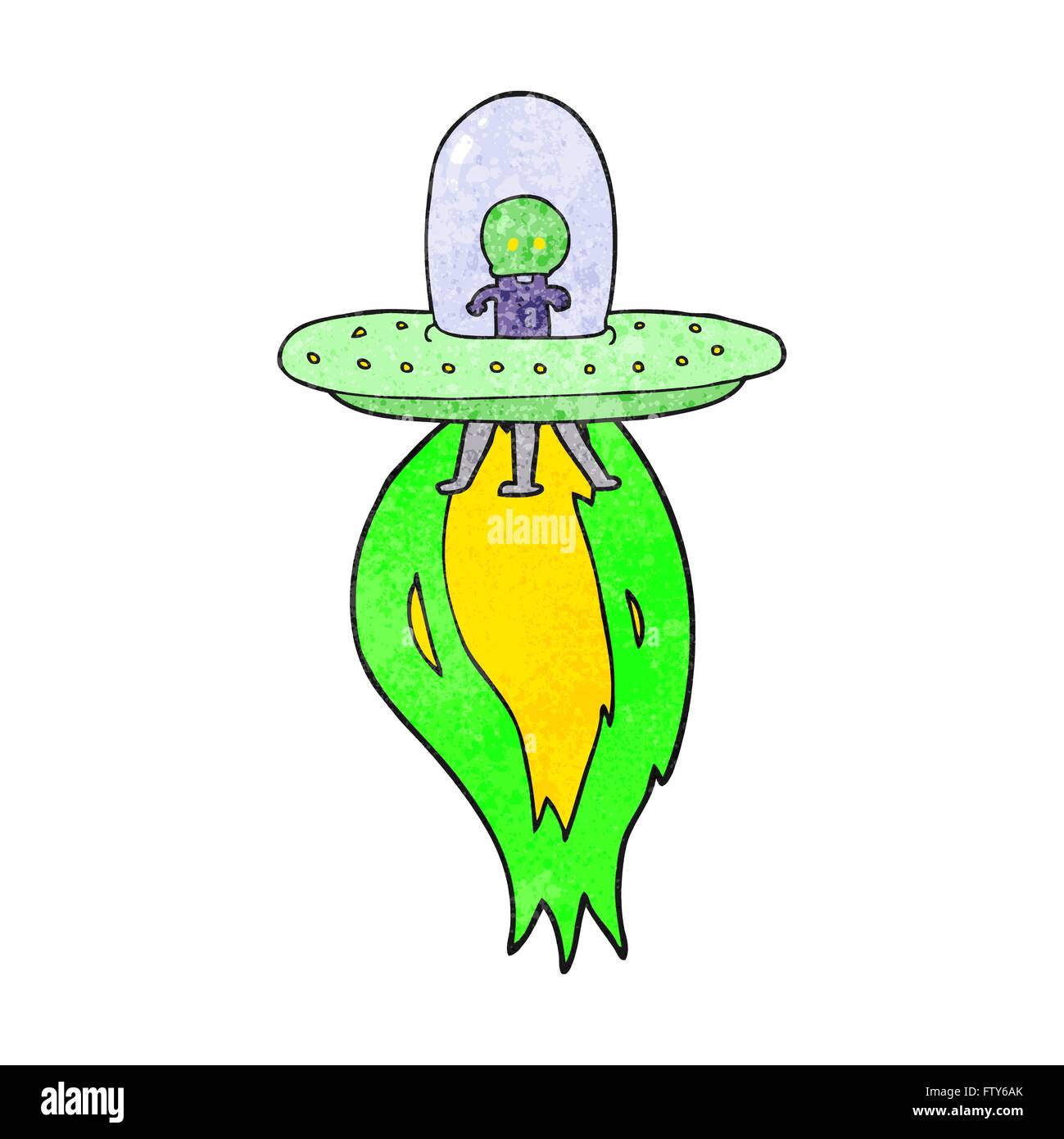 freehand textured cartoon flying saucer Stock Vector Image & Art - Alamy