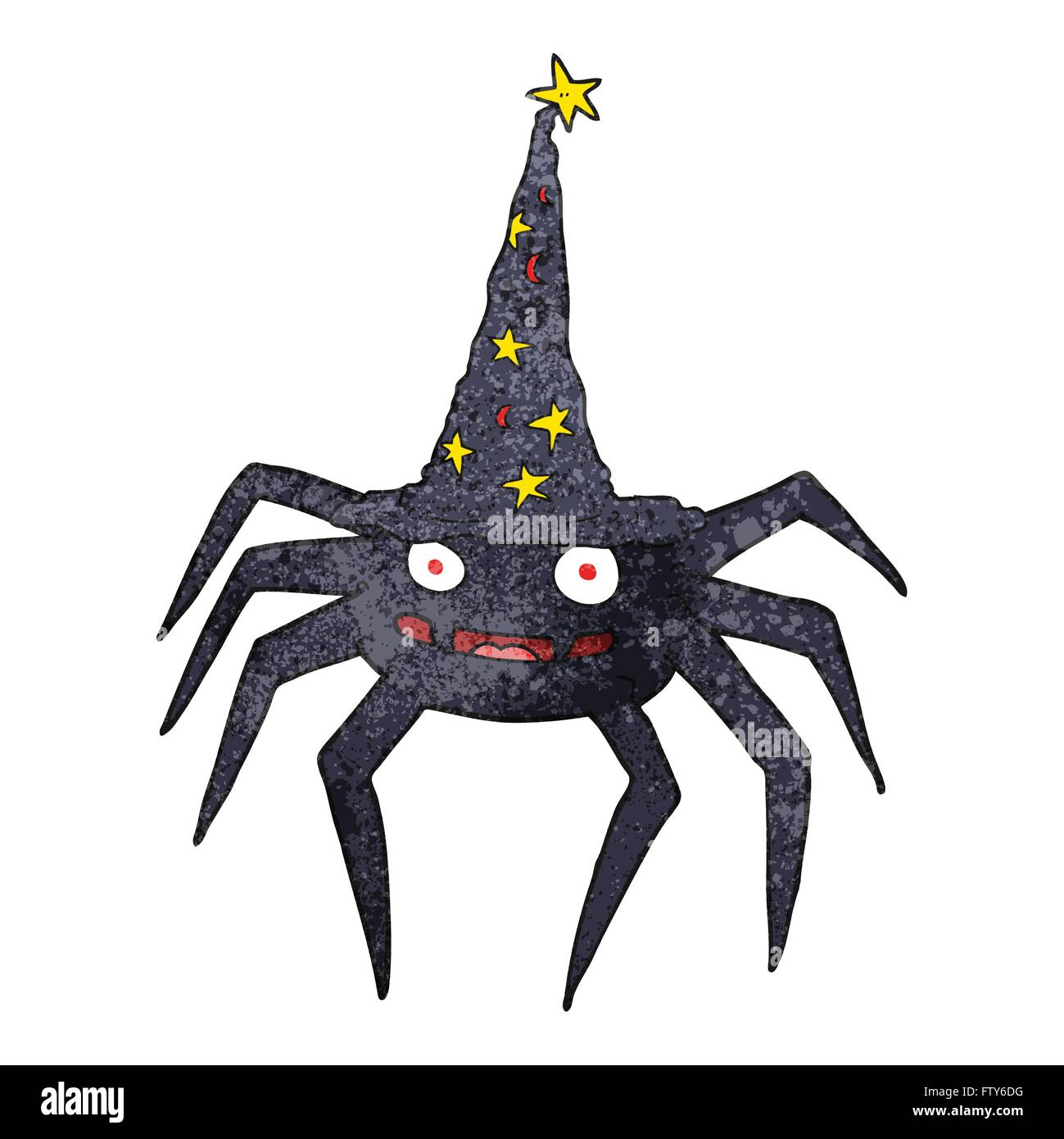freehand textured cartoon halloween spider in witch hat Stock Vector ...