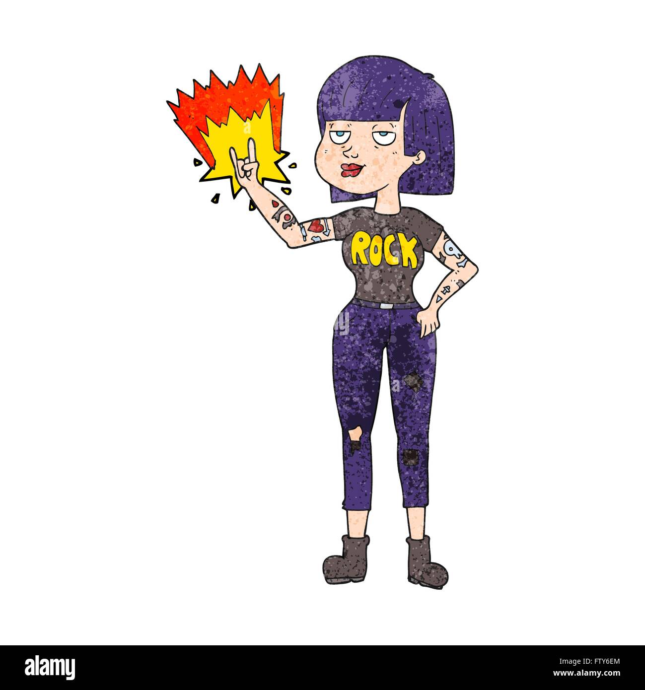 freehand textured cartoon rock girl Stock Vector Image & Art - Alamy
