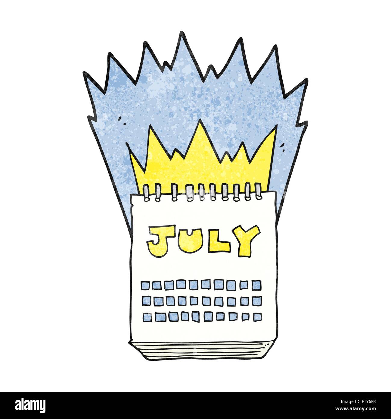 freehand textured cartoon calendar showing month of July Stock Vector ...