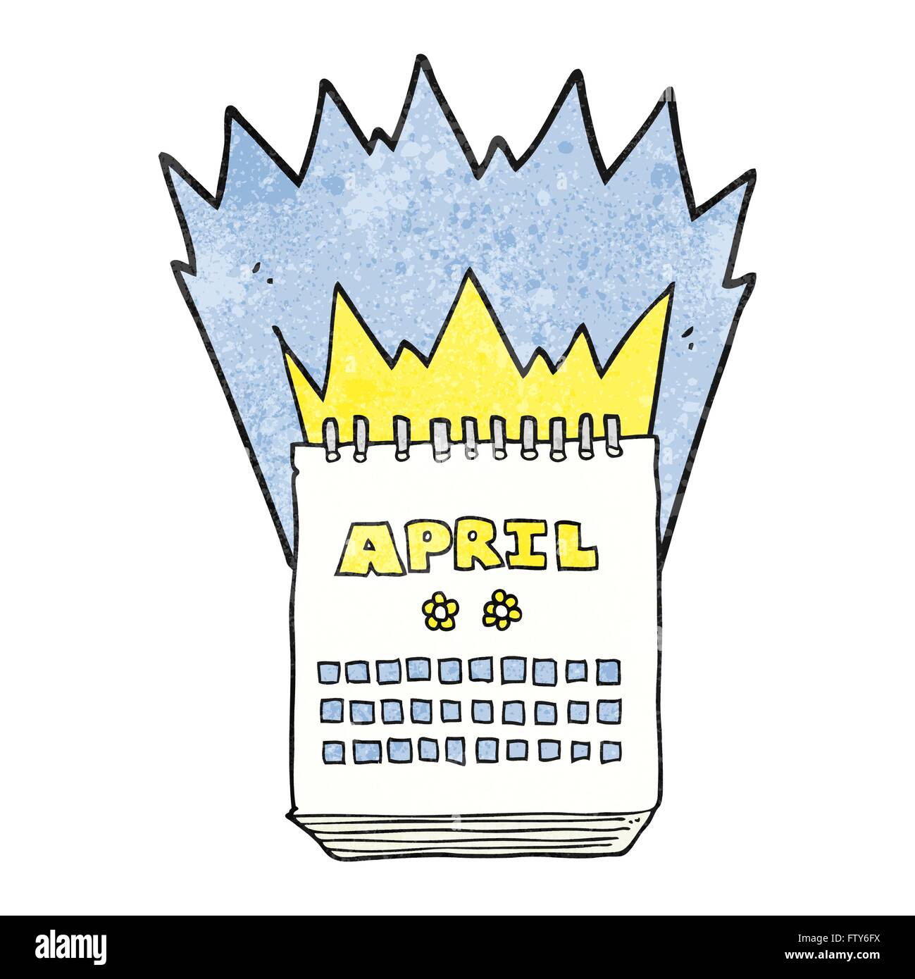 freehand textured cartoon calendar showing month of April Stock Vector ...