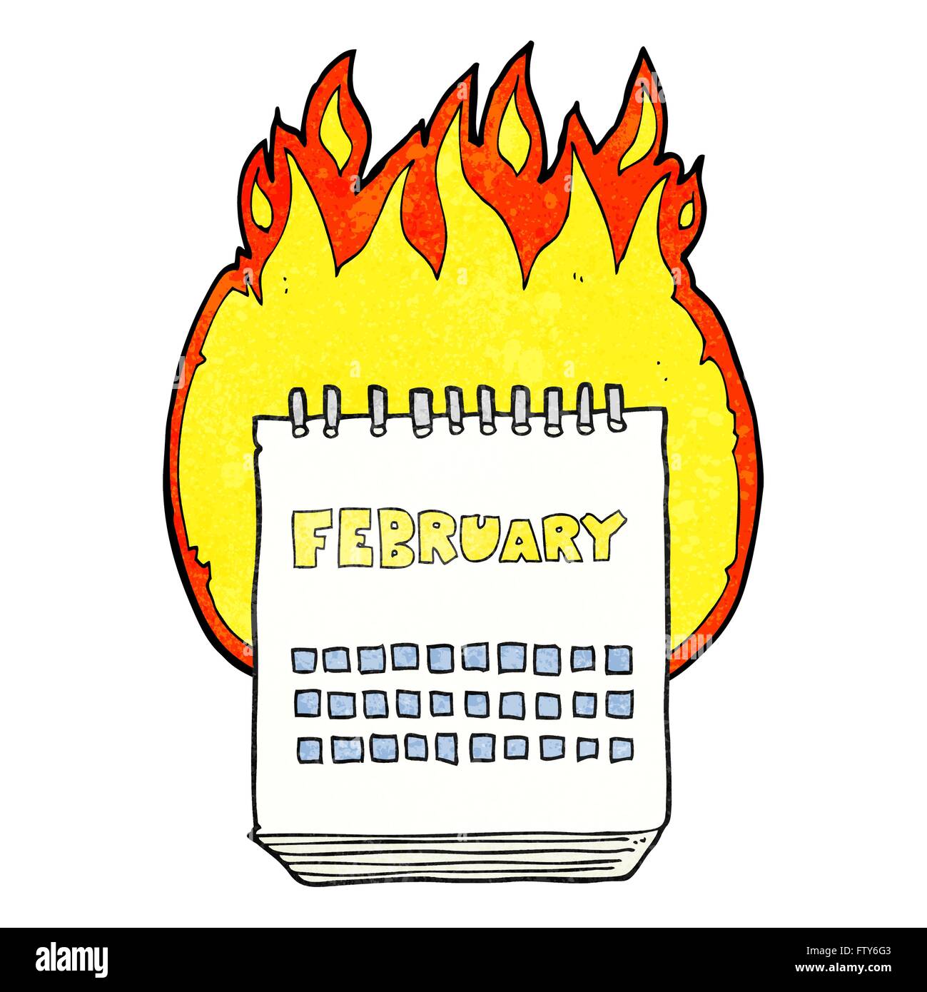 freehand textured cartoon calendar showing month of february Stock ...
