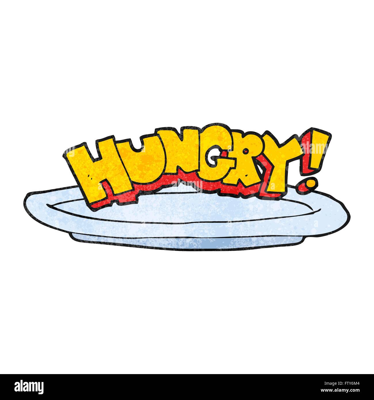 freehand textured cartoon empty plate with hungry symbol Stock Vector ...