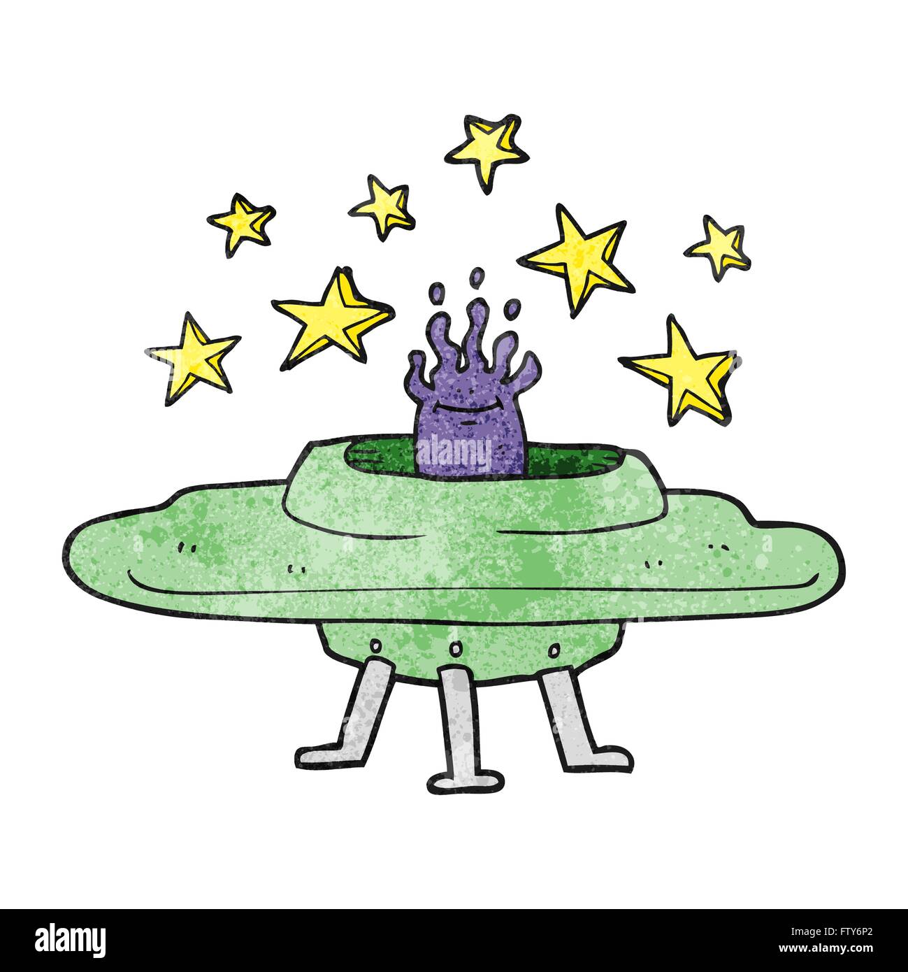 freehand textured cartoon flying saucer Stock Vector Image & Art - Alamy