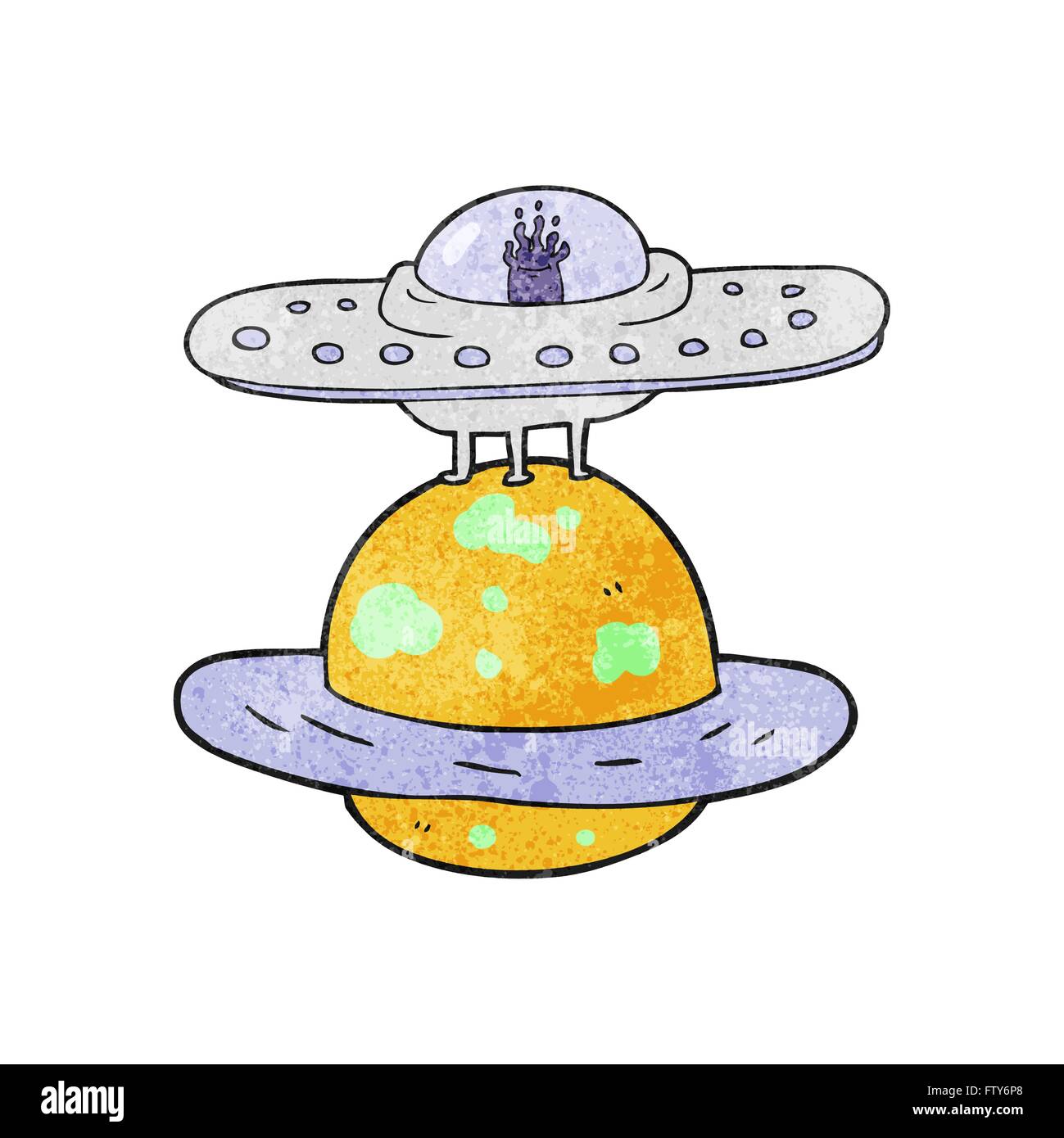 freehand textured cartoon flying saucer Stock Vector Image & Art - Alamy