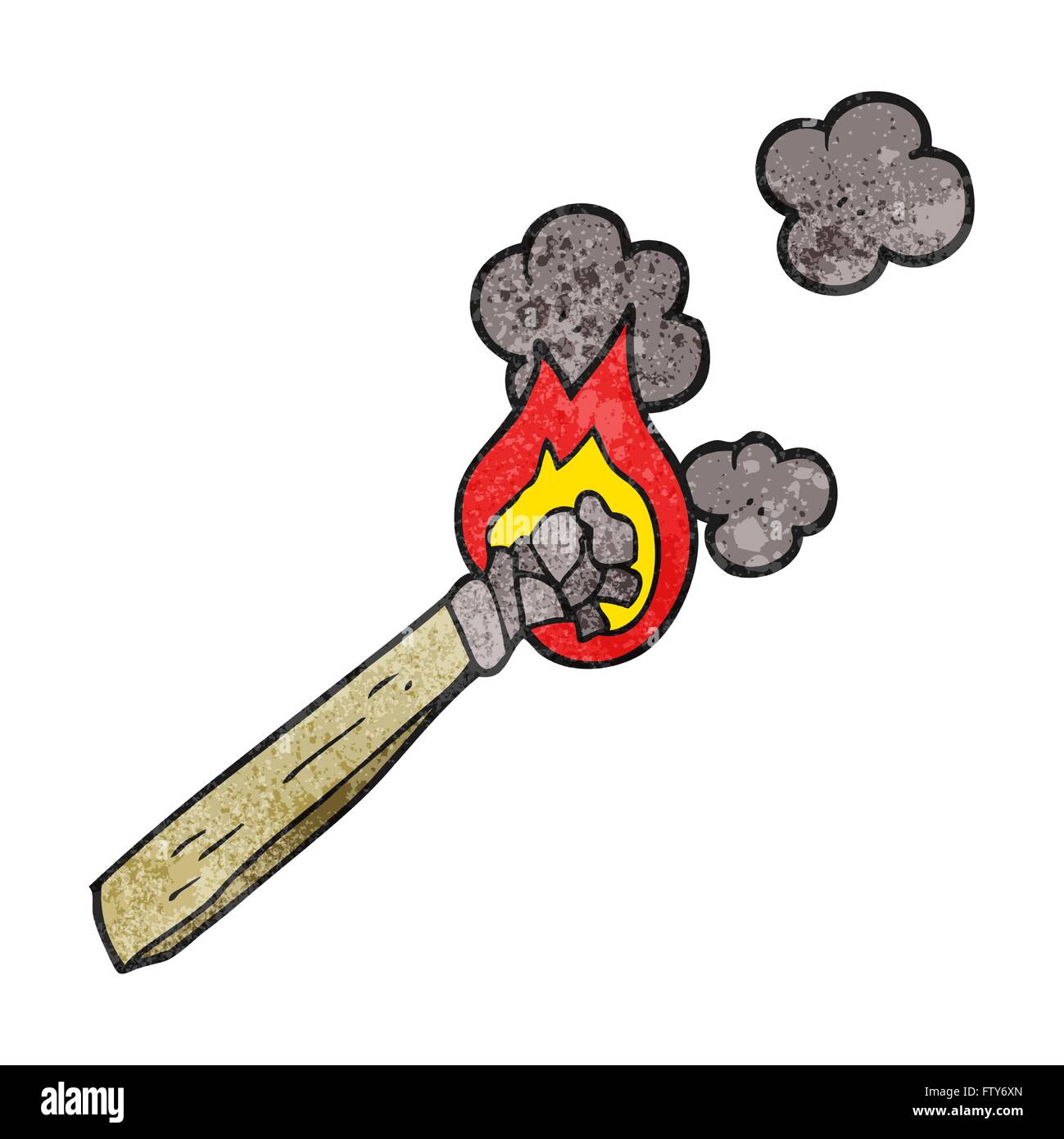 freehand textured cartoon burning wood torch Stock Vector Image & Art ...