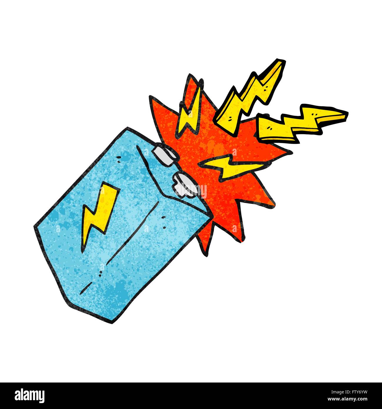 freehand textured cartoon battery sparking Stock Vector Image & Art - Alamy