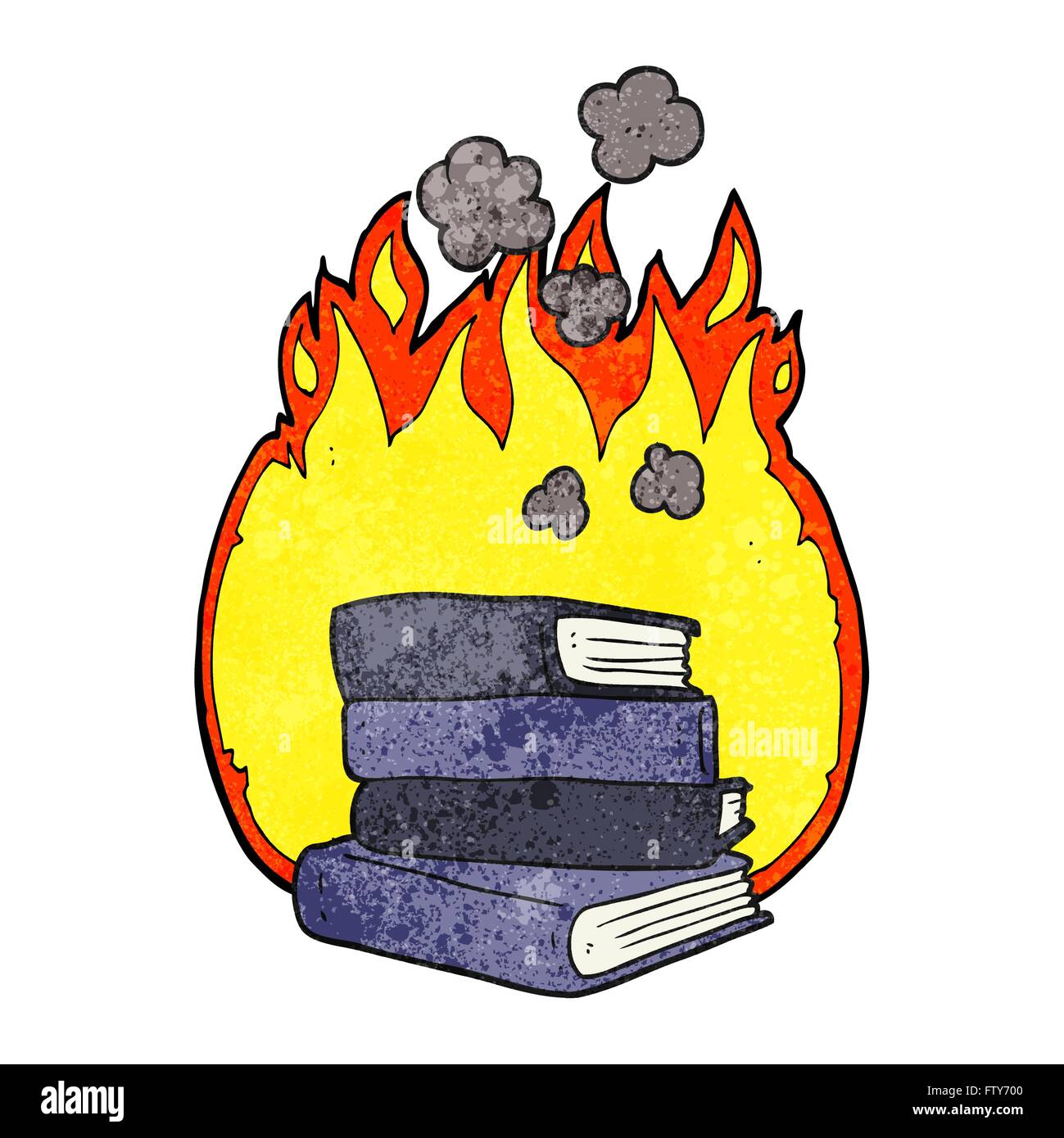 freehand textured cartoon stack of books burning Stock Vector Image ...