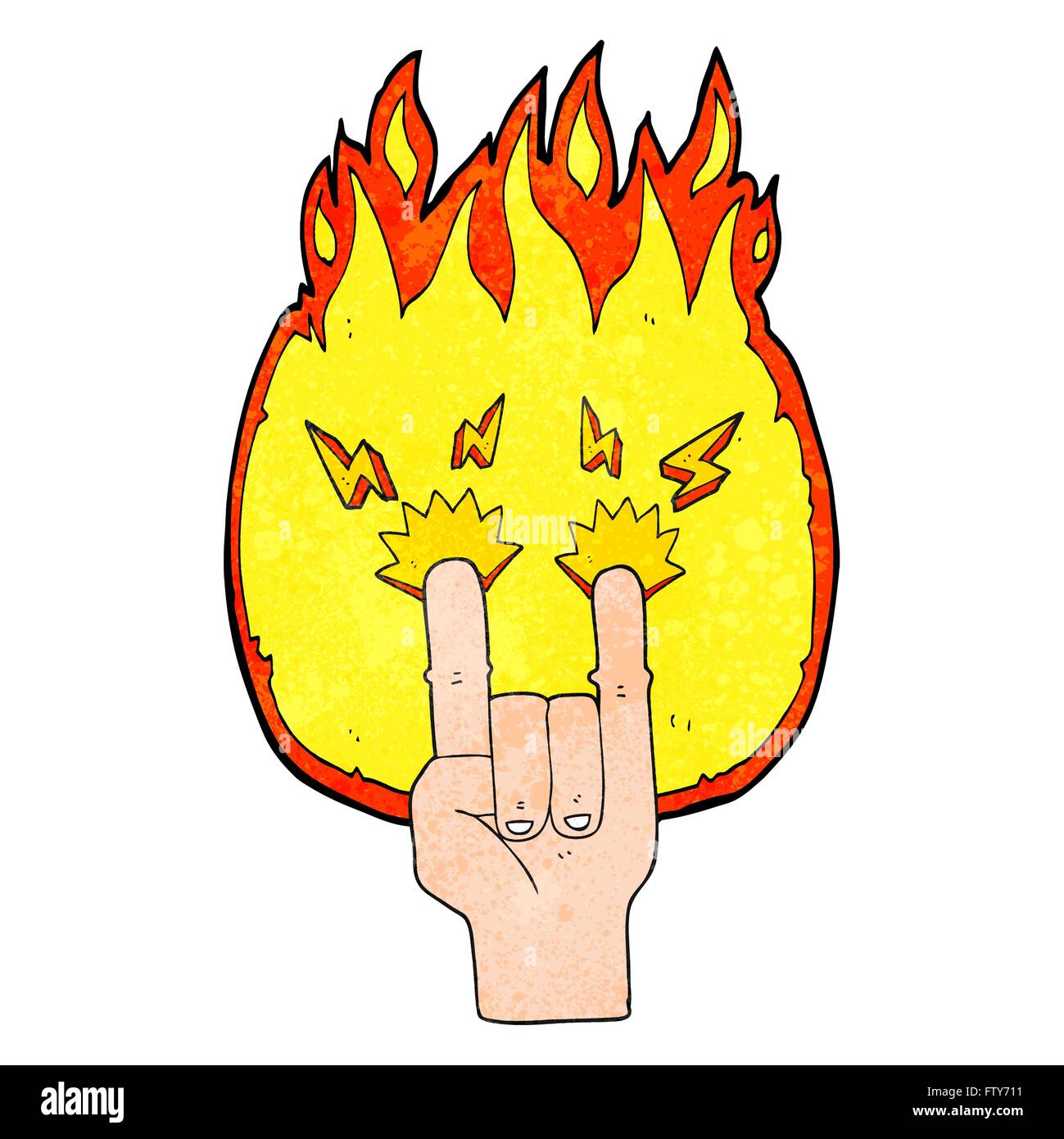 freehand textured cartoon hand making rock symbol Stock Vector Image ...