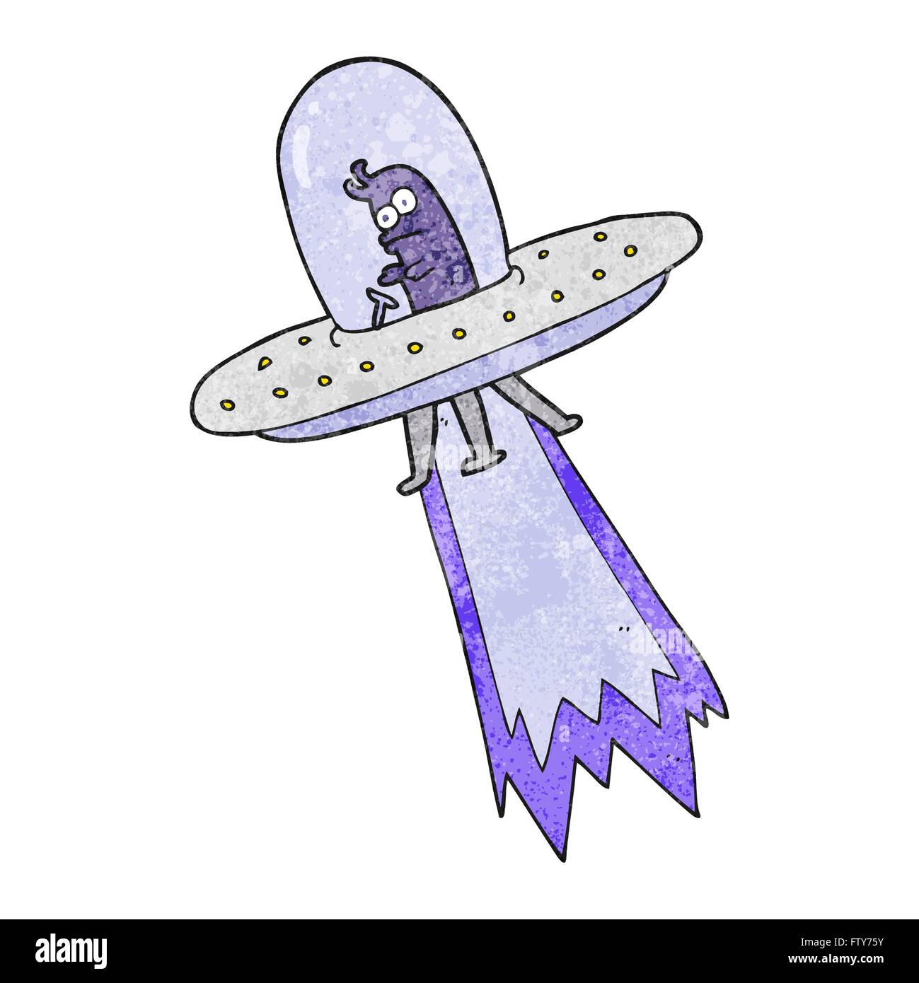 freehand textured cartoon flying saucer Stock Vector Image & Art - Alamy