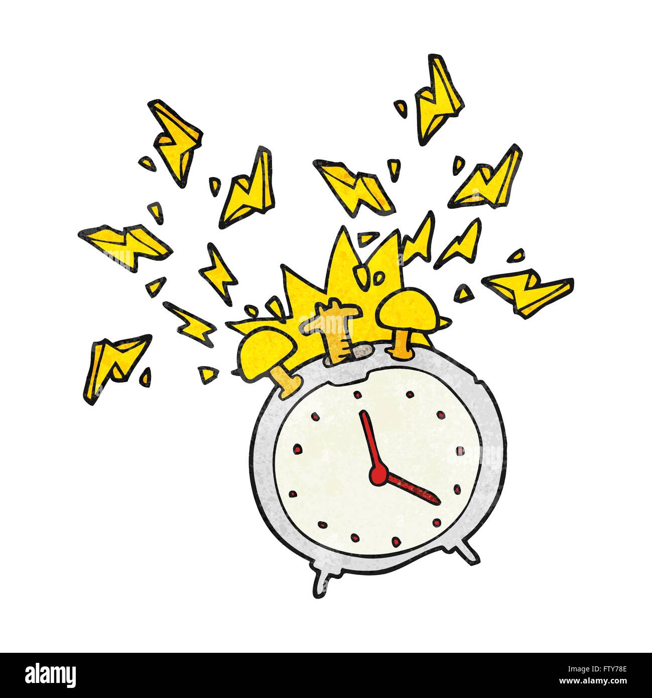 freehand textured cartoon ringing alarm clock Stock Vector Image & Art ...