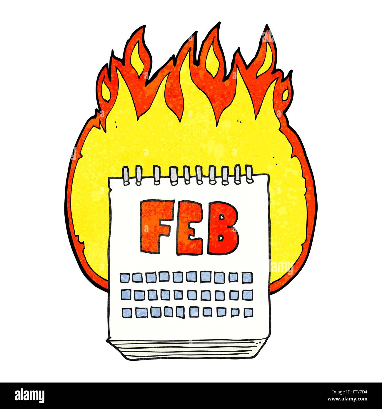 freehand textured cartoon calendar showing month of february Stock ...