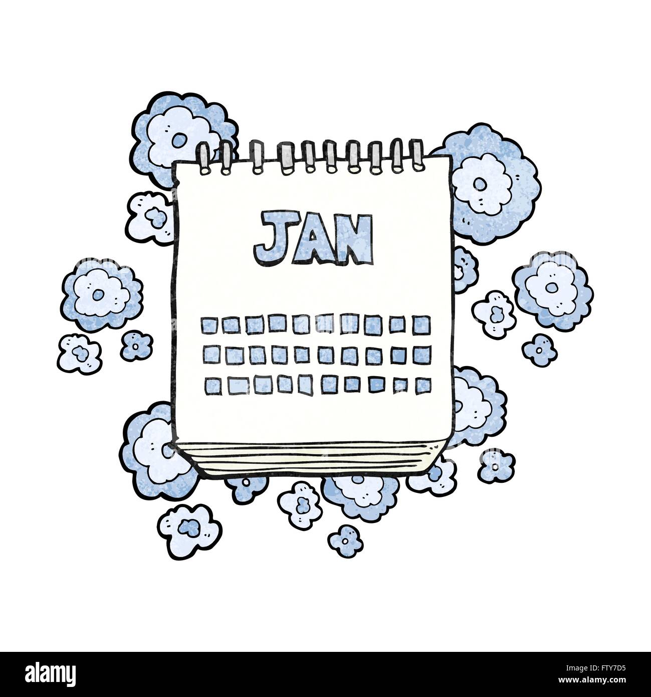 freehand textured cartoon calendar showing month of january Stock ...