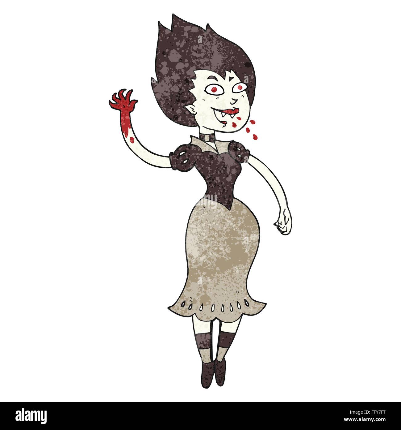 freehand textured cartoon blood sucking vampire girl Stock Vector Image ...