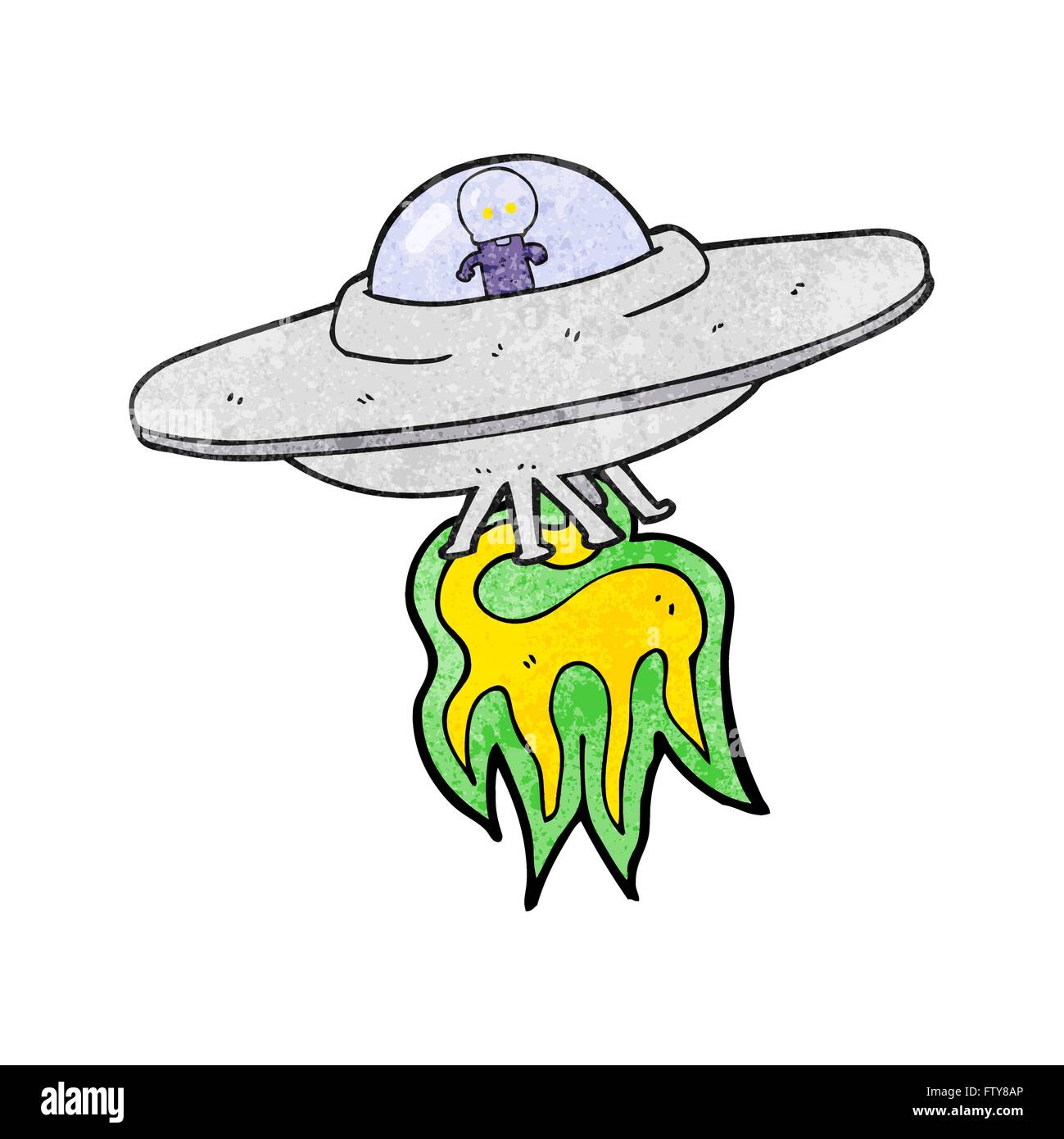 freehand textured cartoon alien flying saucer Stock Vector Image & Art ...
