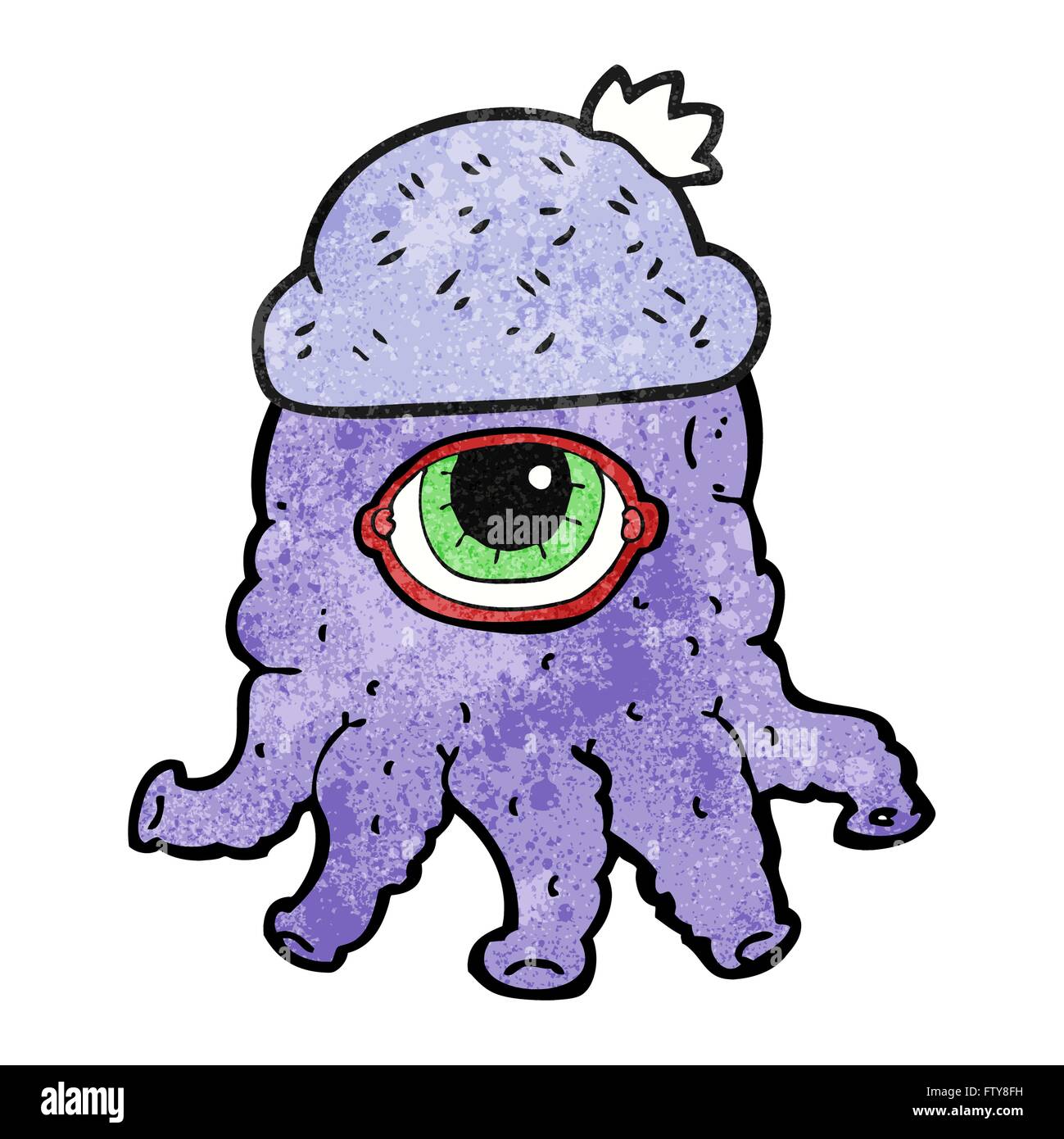 freehand textured cartoon alien wearing hat Stock Vector Image & Art ...