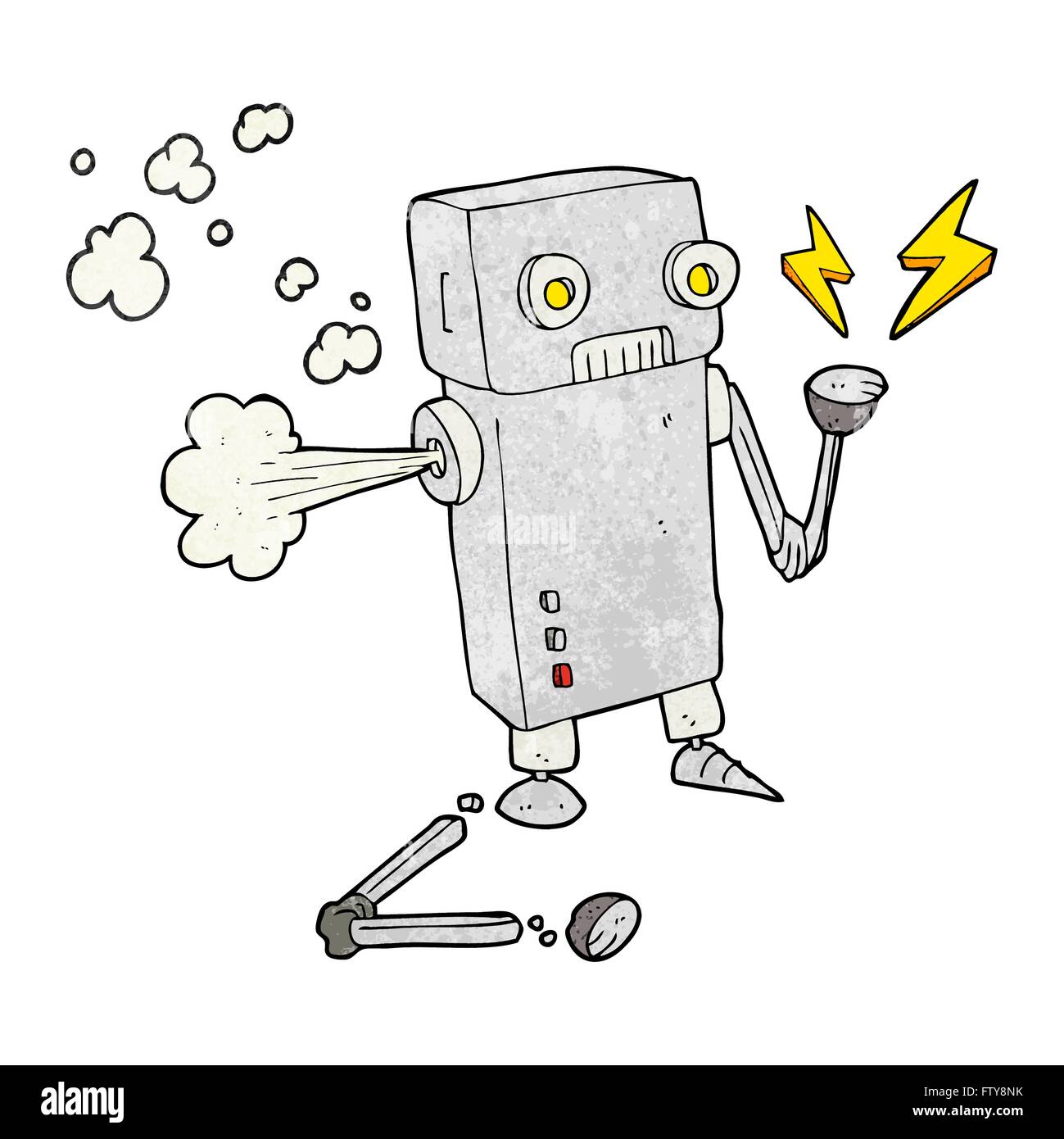 freehand textured cartoon broken robot Stock Vector Image & Art - Alamy