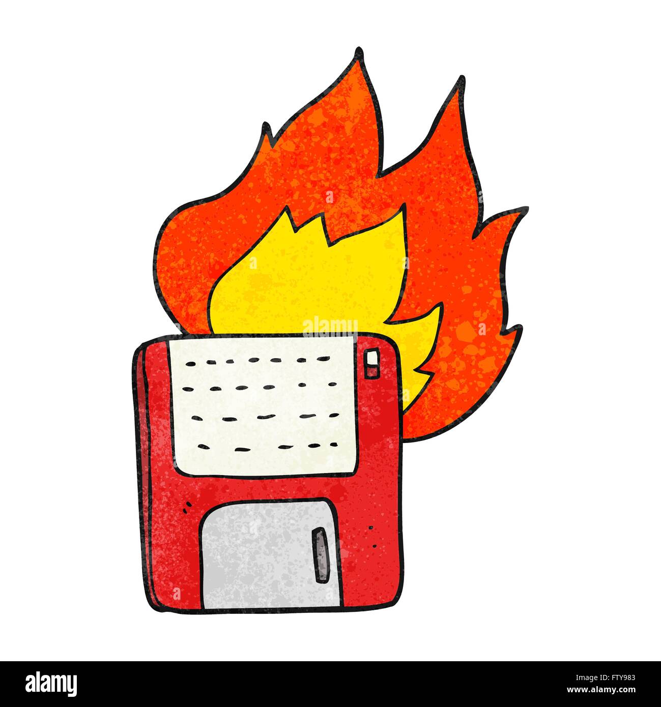 freehand drawn texture cartoon old computer disk burning Stock Vector ...