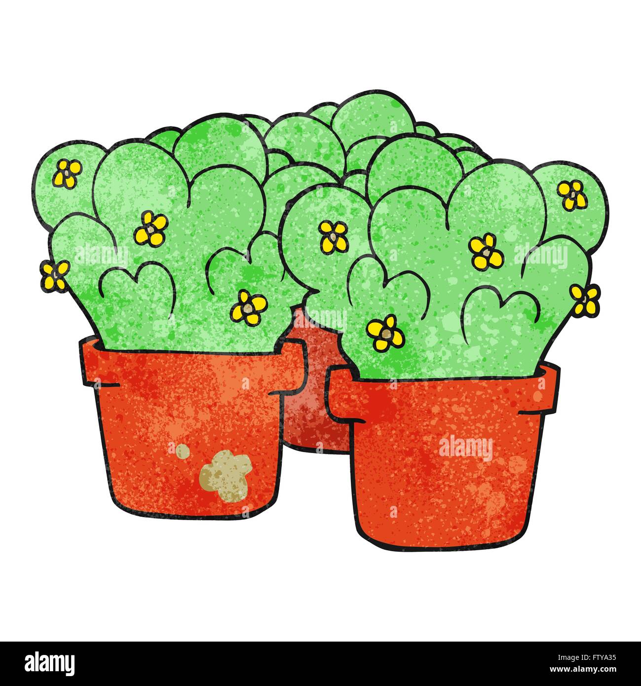 freehand drawn texture cartoon potted plants Stock Vector Image & Art ...