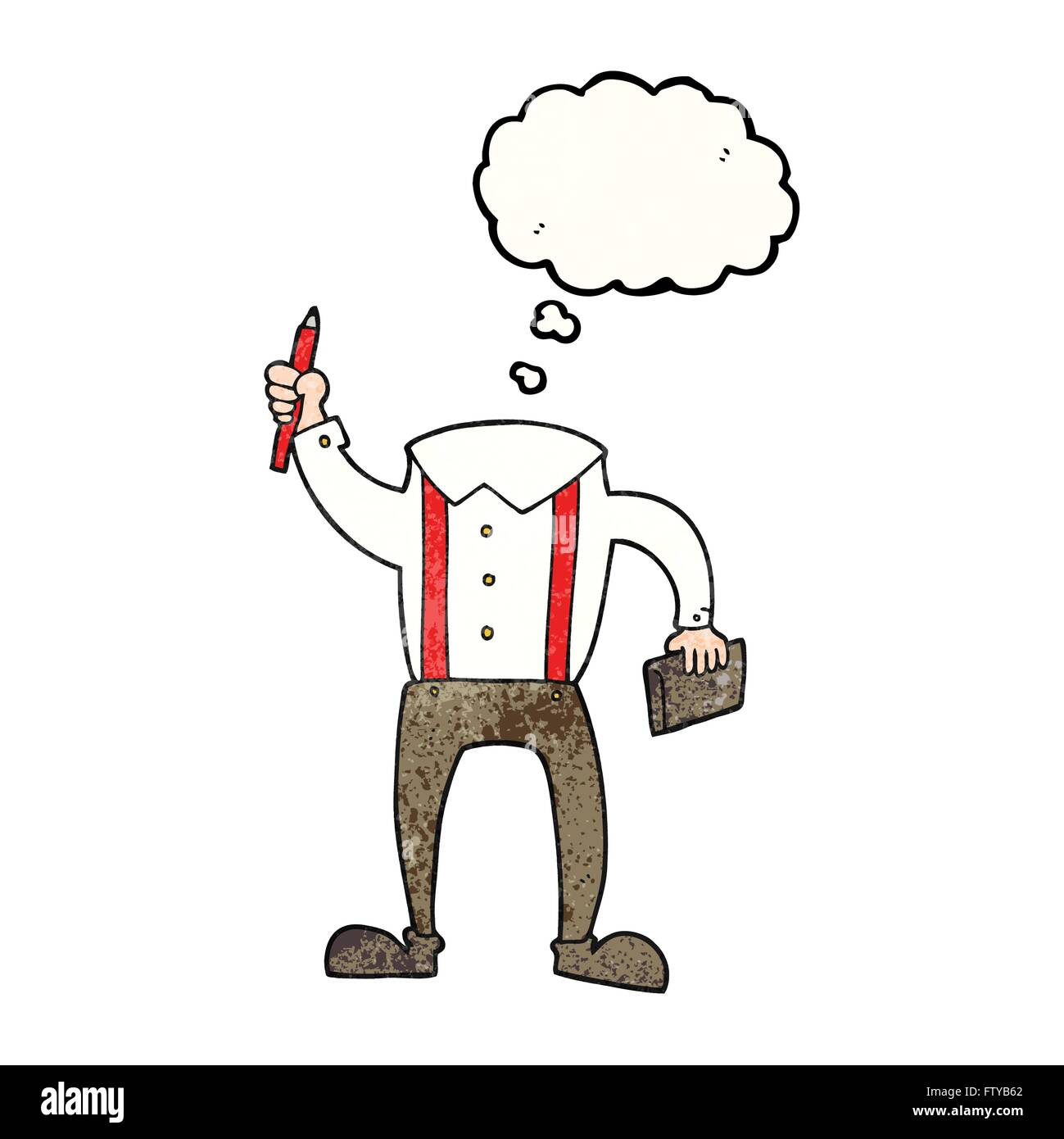 freehand drawn thought bubble textured cartoon headless body with ...