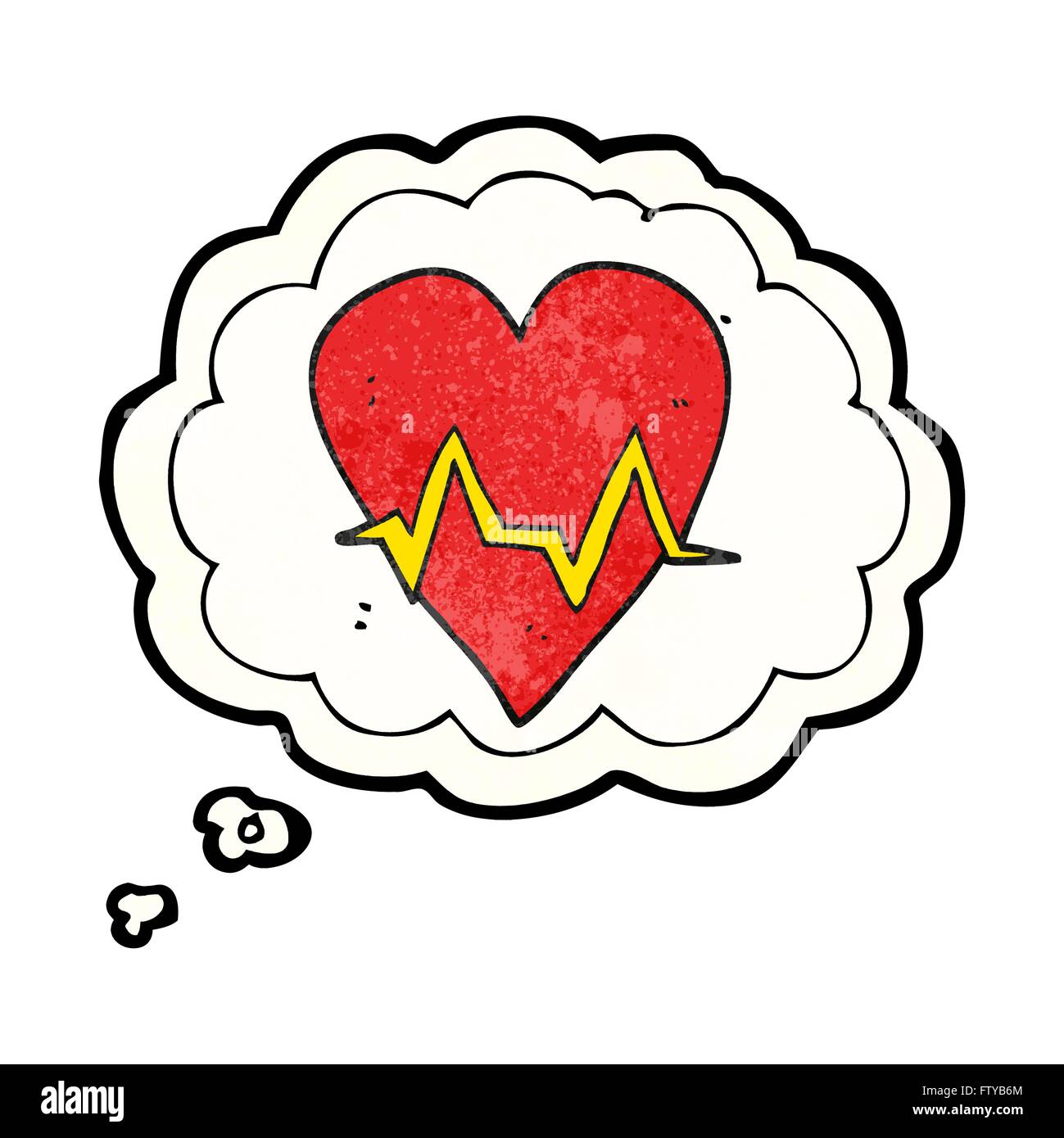 freehand drawn thought bubble textured cartoon heart rate pulse symbol ...