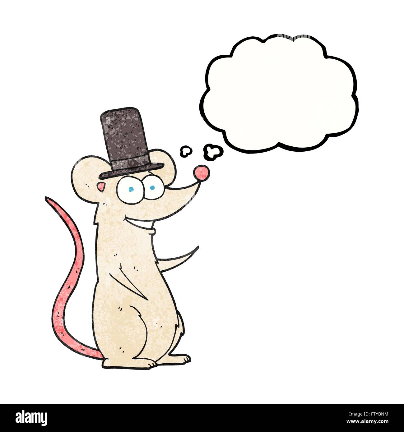 freehand drawn thought bubble textured cartoon mouse in top hat Stock ...