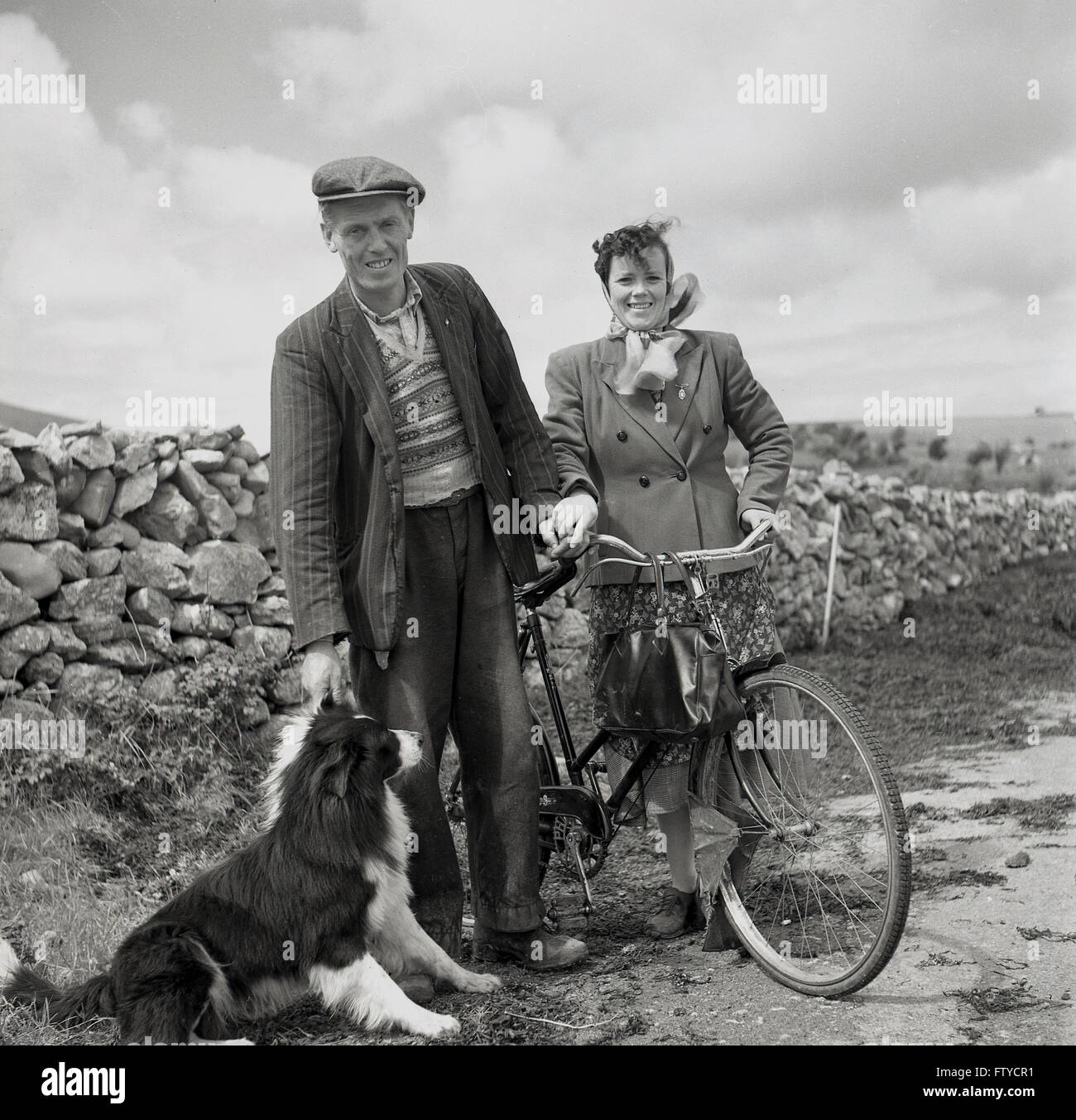 1950s, historical picture by J Allan Cash from the West of Ireland, all smiles as an Irish ...
