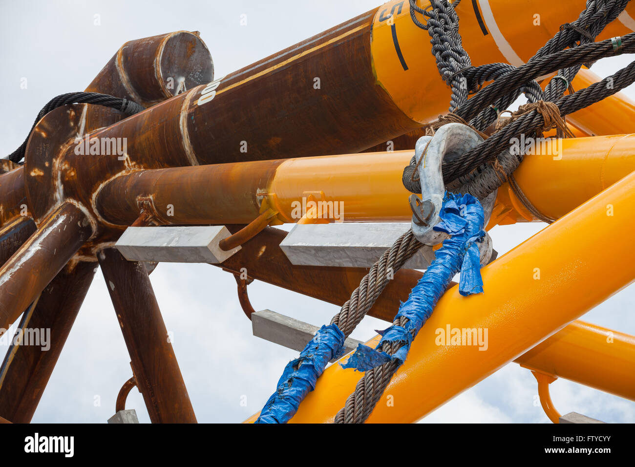 Closeup of oil rig pile structure Stock Photo - Alamy