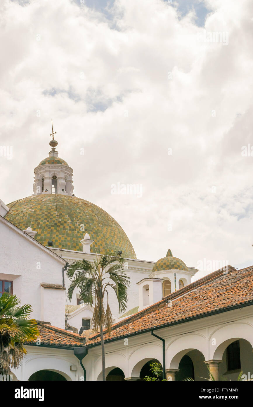 Low angle courtyard view of dome and architectural details at interior ...