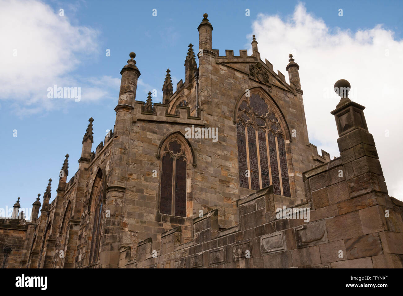 A close up view of Auckland Castle in Co.Durham with blue cloudy skies ...