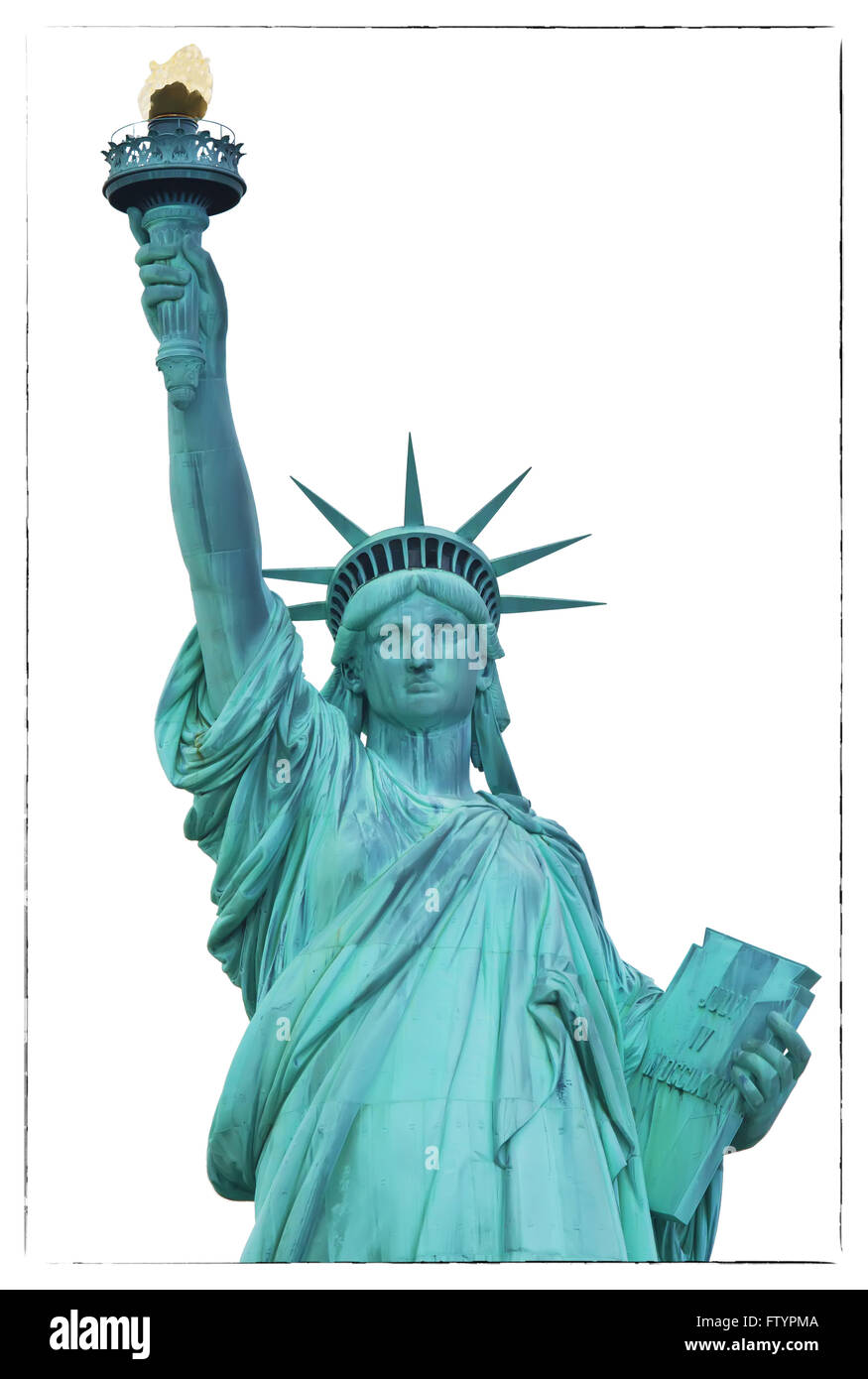 Lady Liberty on the white background. Front view. (New York City, USA ...