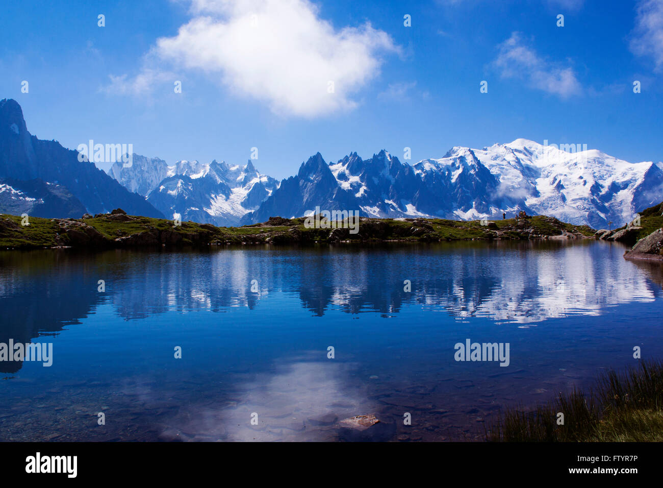 Spectacular Panorama - Alpine landscape in Mont Blanc-France with lac ...
