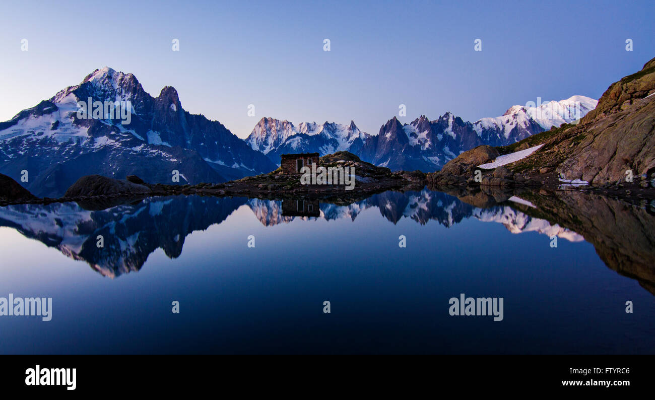 Spectacular Panorama - Alpine landscape in Mont Blanc-France with lac ...