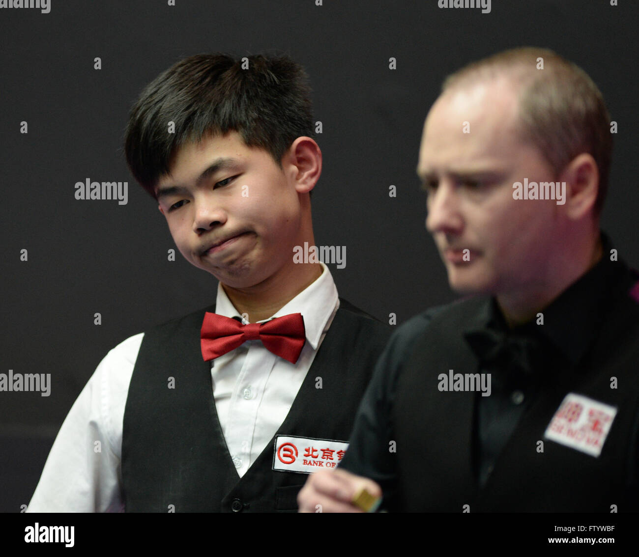 Beijing, China. 30th Mar, 2016. Chinese snooker player Yuan Sijun ...