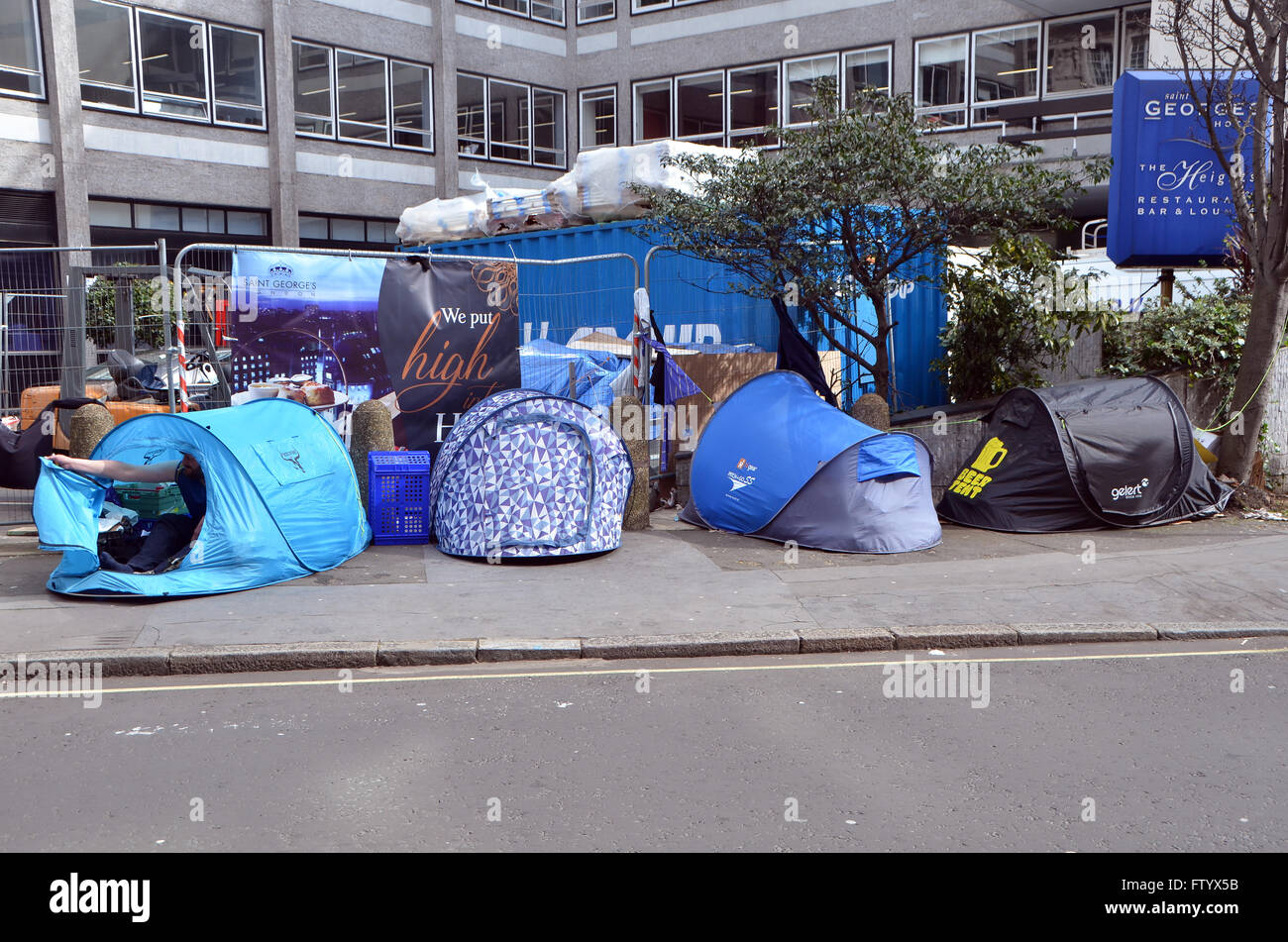 London, UK, 30 March 2016, A homeless man leaves for work. Homeless ...