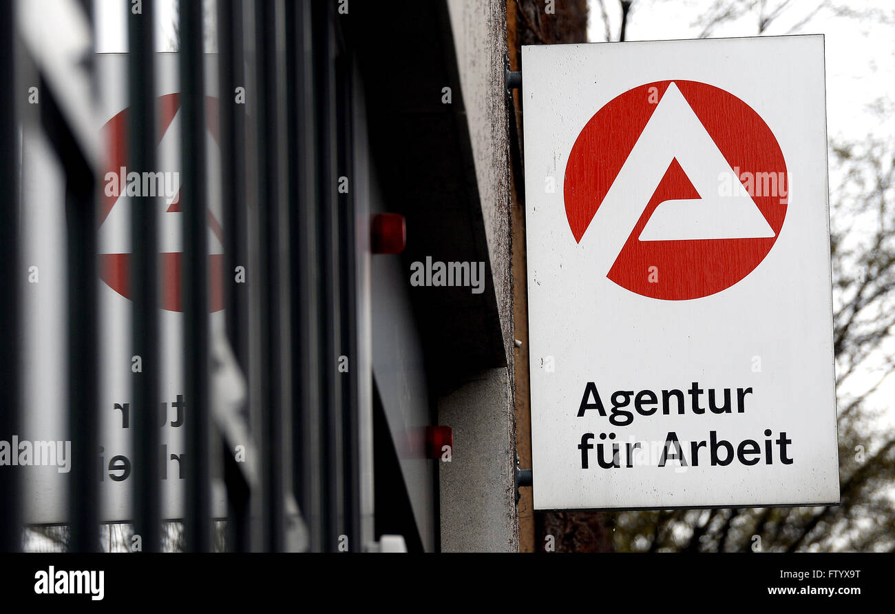 Berlin, Germany. 30th Mar, 2016. The logo of the employment office is ...