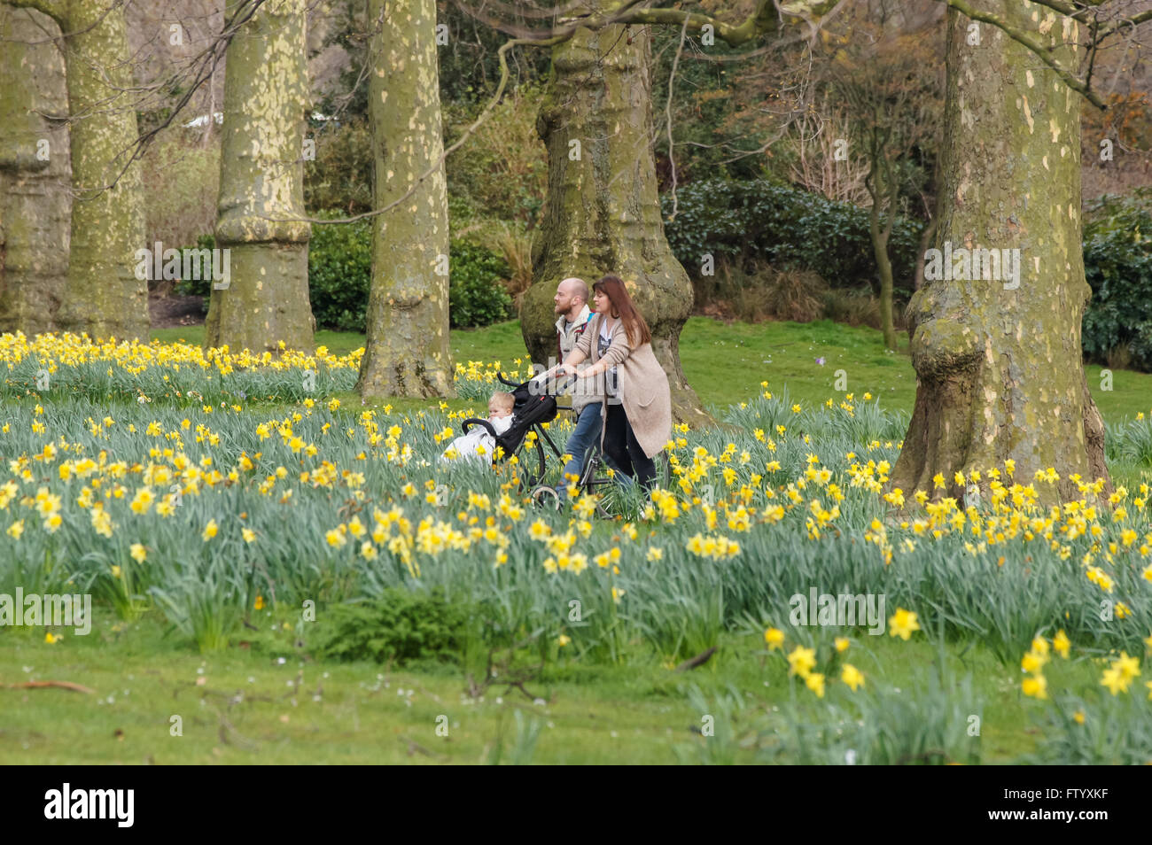 People enjoying spring weather in St James's Park, London England ...