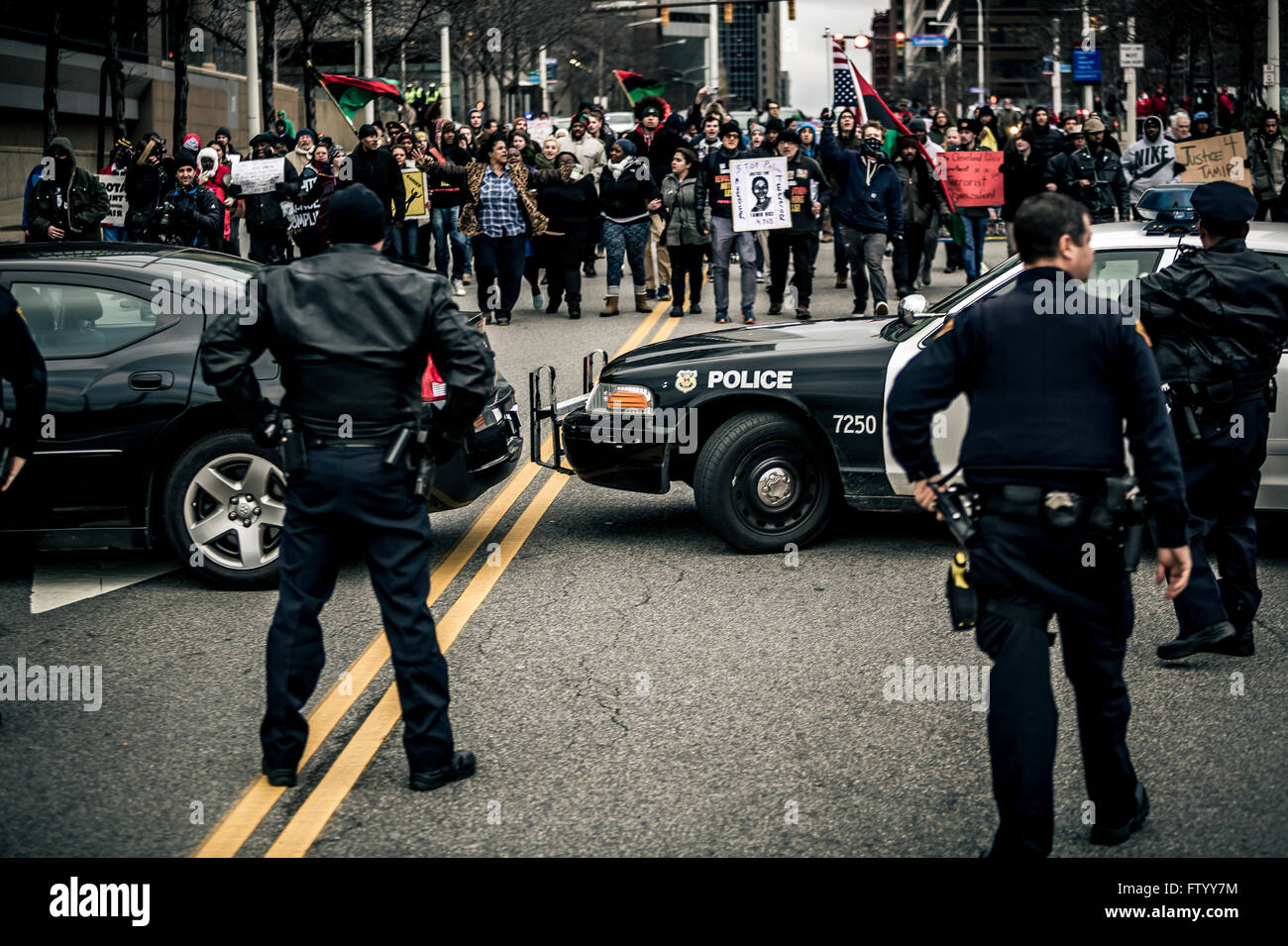 Cleveland, United States. 29th Dec, 2015. Protesters took the streets ...
