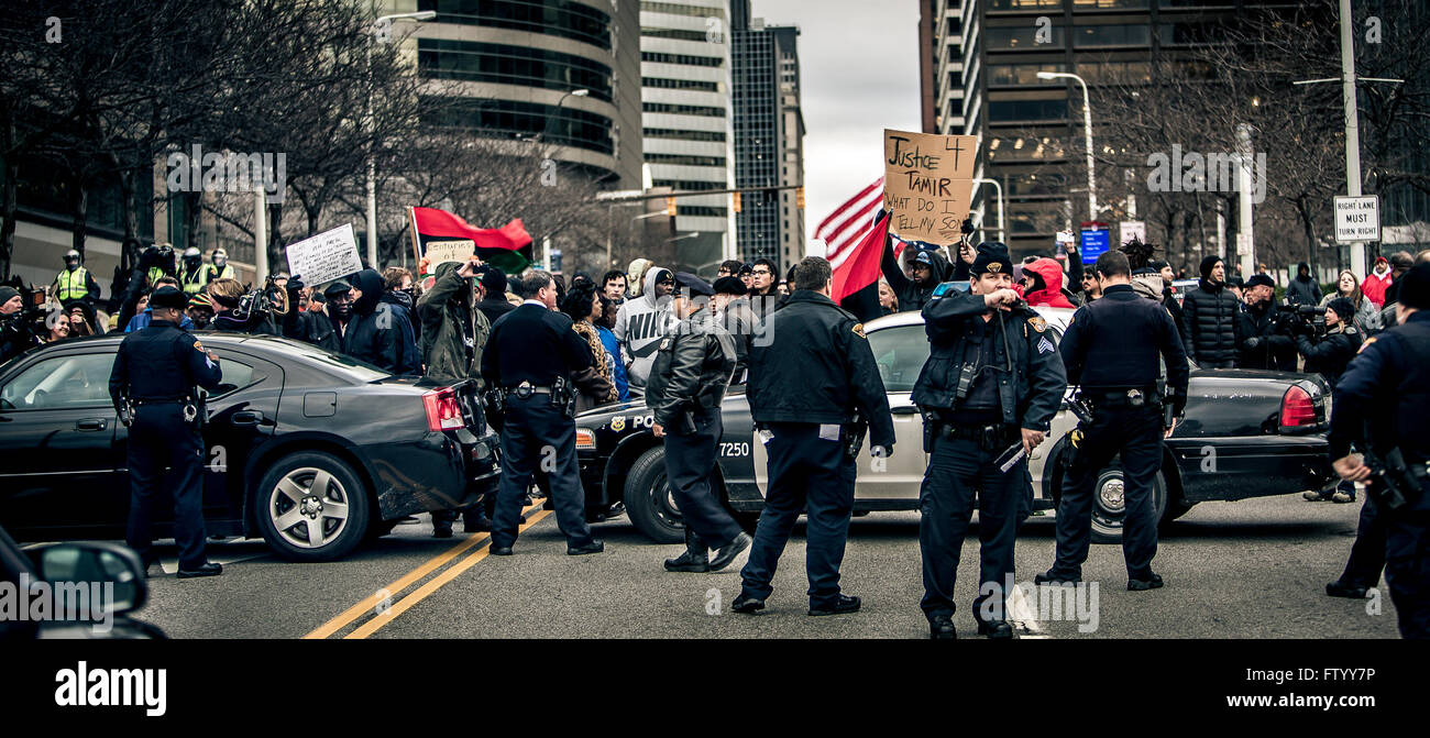 Cleveland, United States. 29th Dec, 2015. Protesters took the streets ...